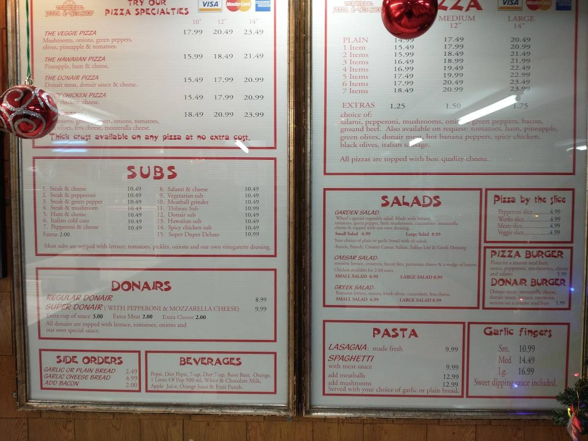 Menu at The Wheel Pizza & Sub Shop pizzeria, Antigonish