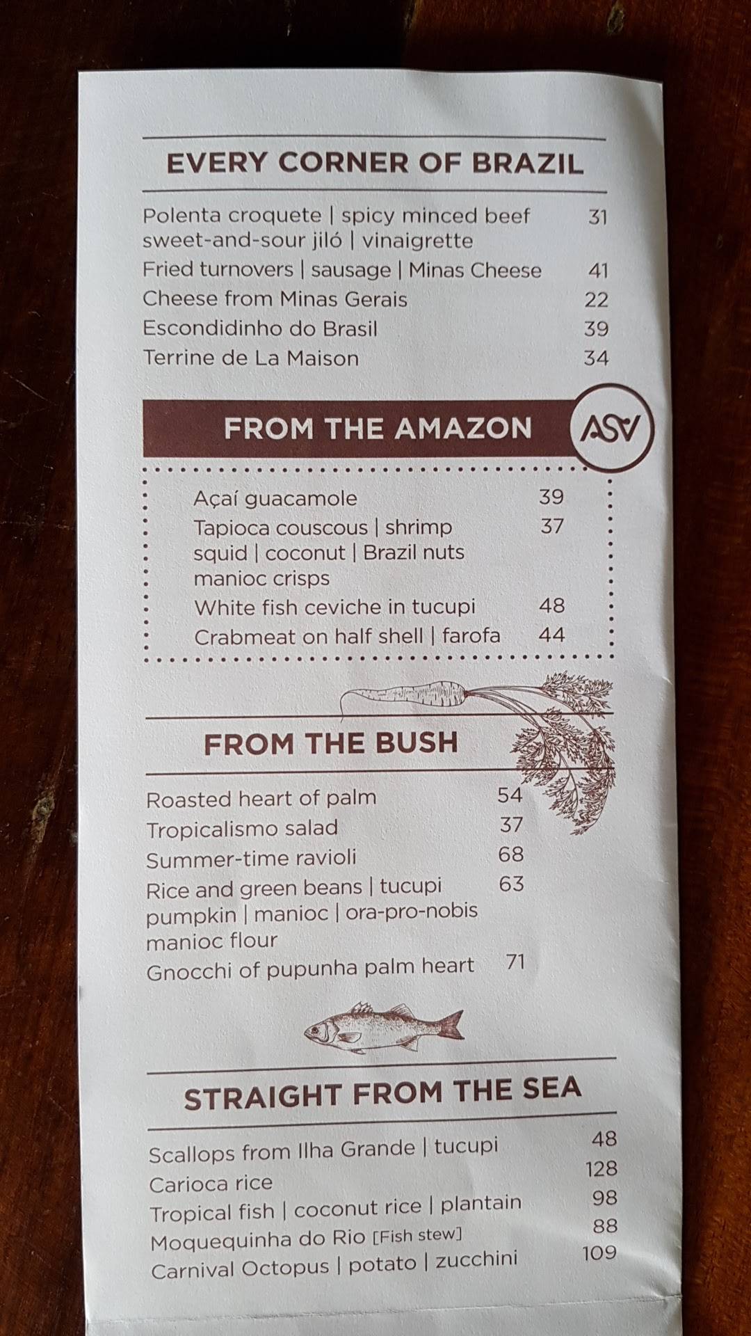 Menu em Aprazível restaurante, Rio de Janeiro