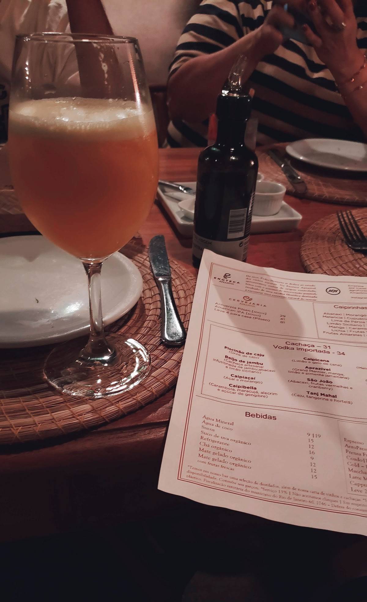 Menu em Aprazível restaurante, Rio de Janeiro