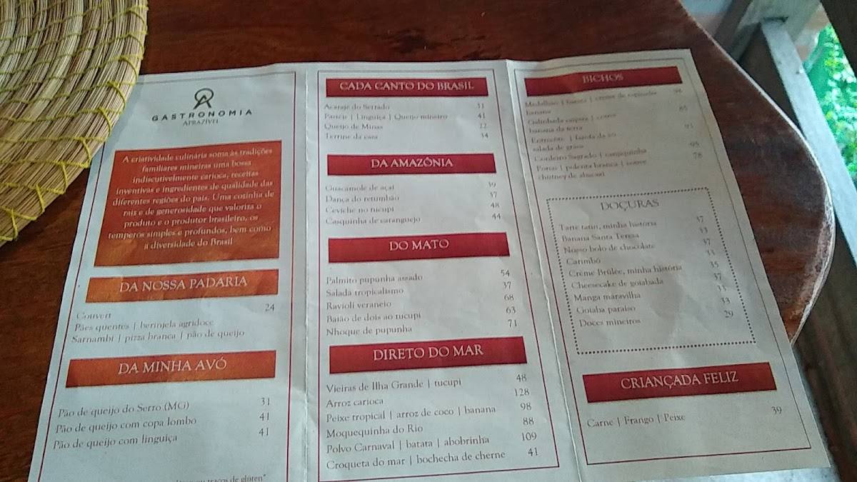 Menu em Aprazível restaurante, Rio de Janeiro
