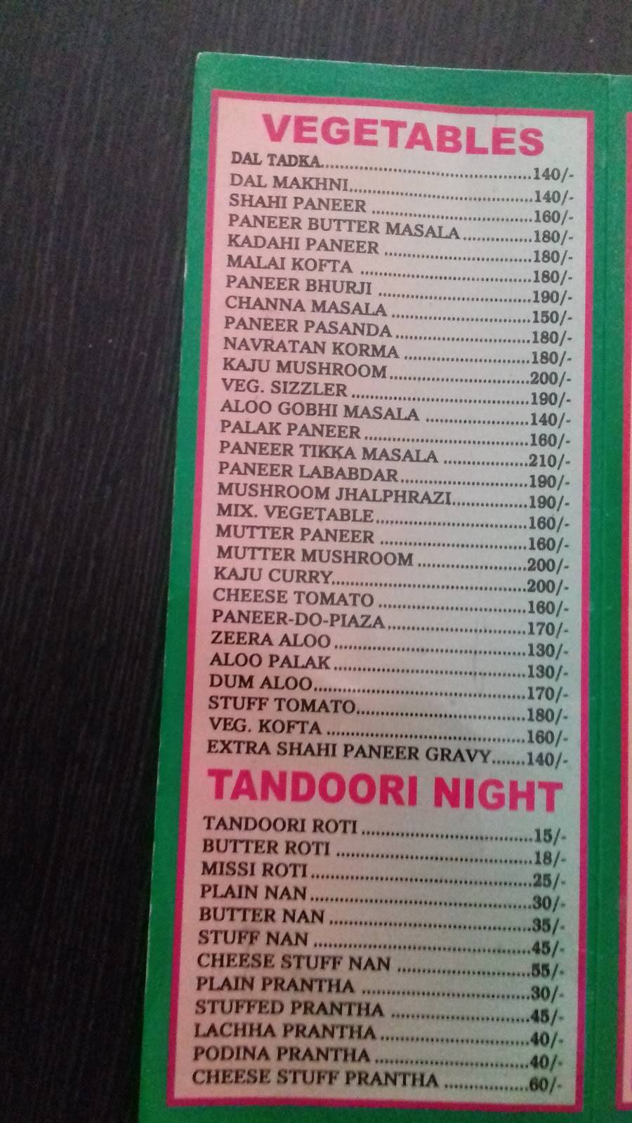 Menu at Apsara Cafe, Rohtak