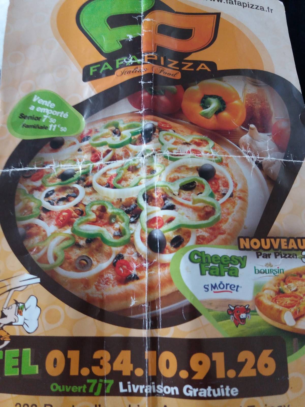 Menu au Fafa Pizza restaurant, Argenteuil, 338 Rte d'Enghien
