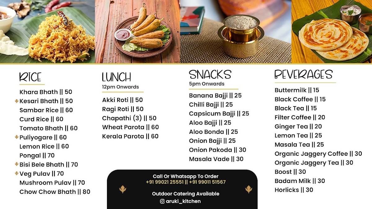 Menu at Aruki Kitchen, Bengaluru, Shop No 27