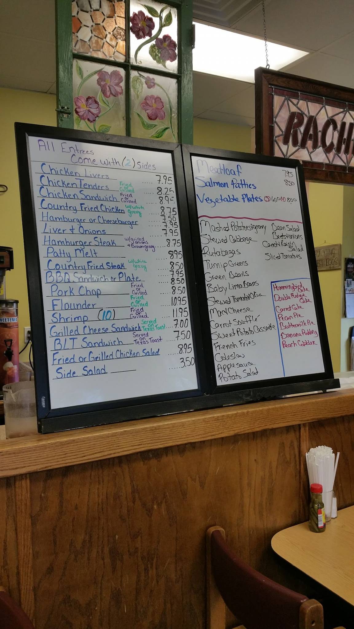 Menu at Rachel's Southern Style Restaurant, Watkinsville