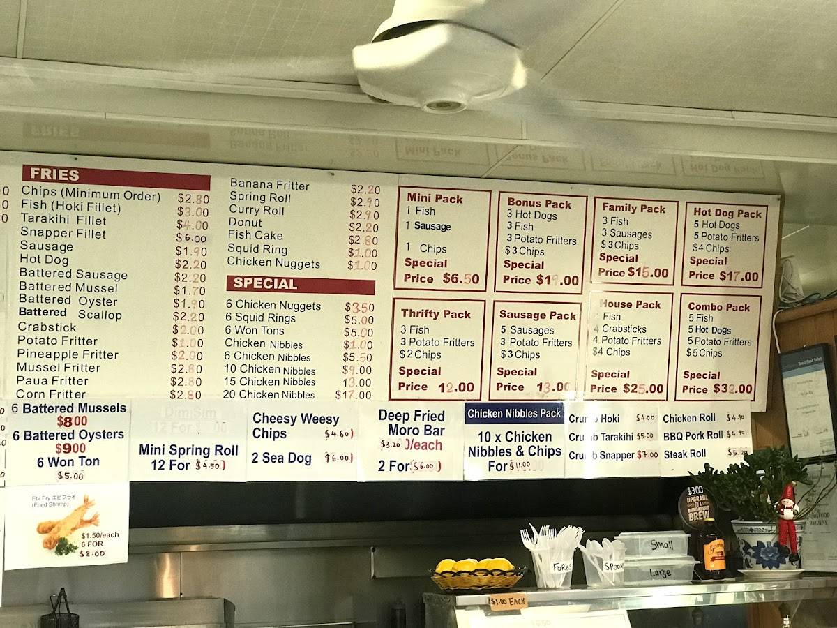 Menu at Garrison Takeaways restaurant, Auckland