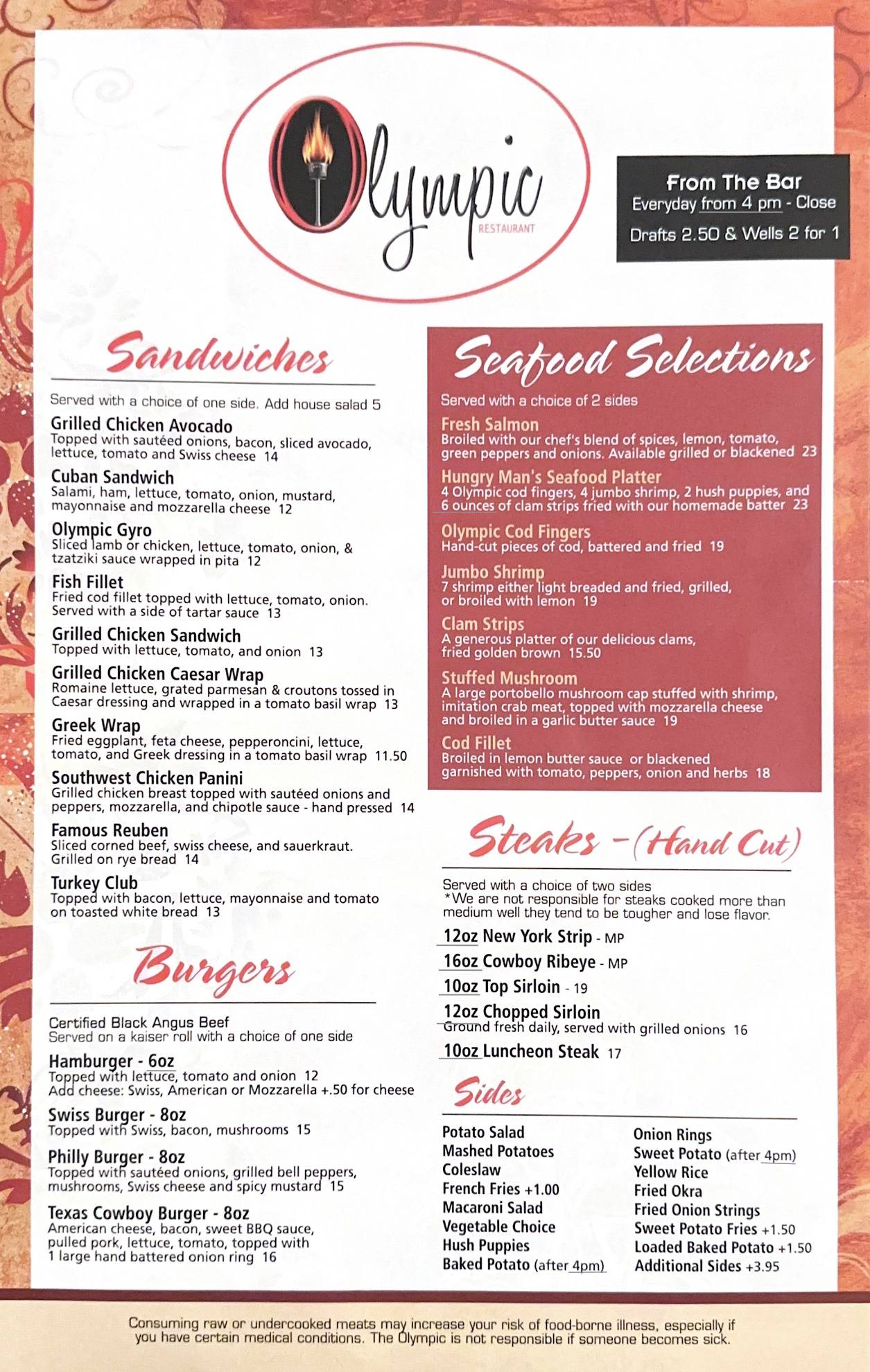 Menu at Olympic Restaurant, Avon Park