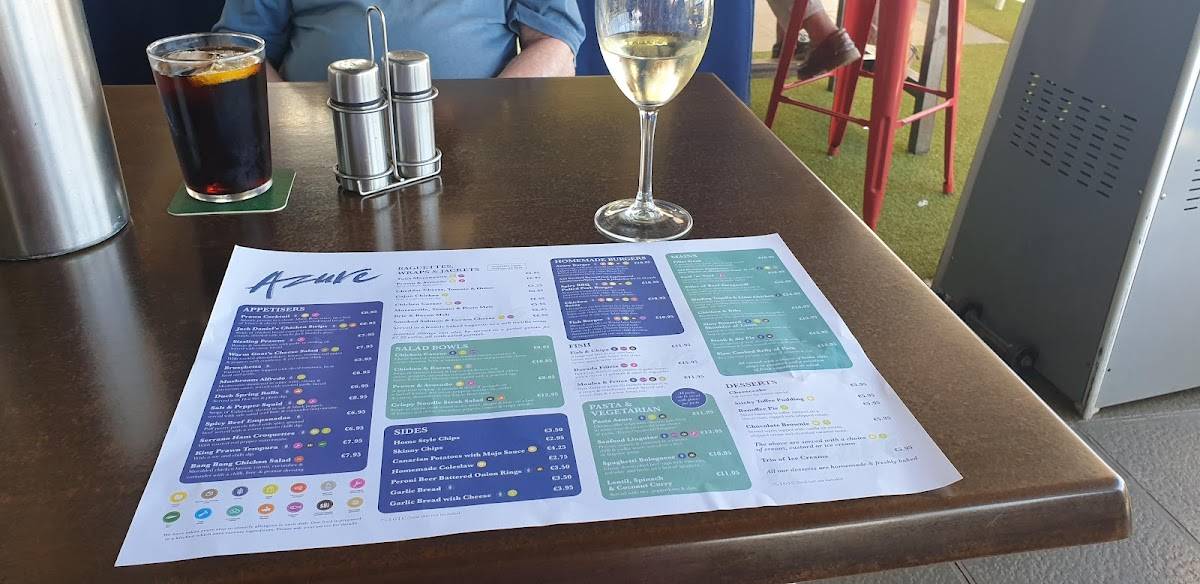 Menu at Azure Restaurant, Puerto Calero