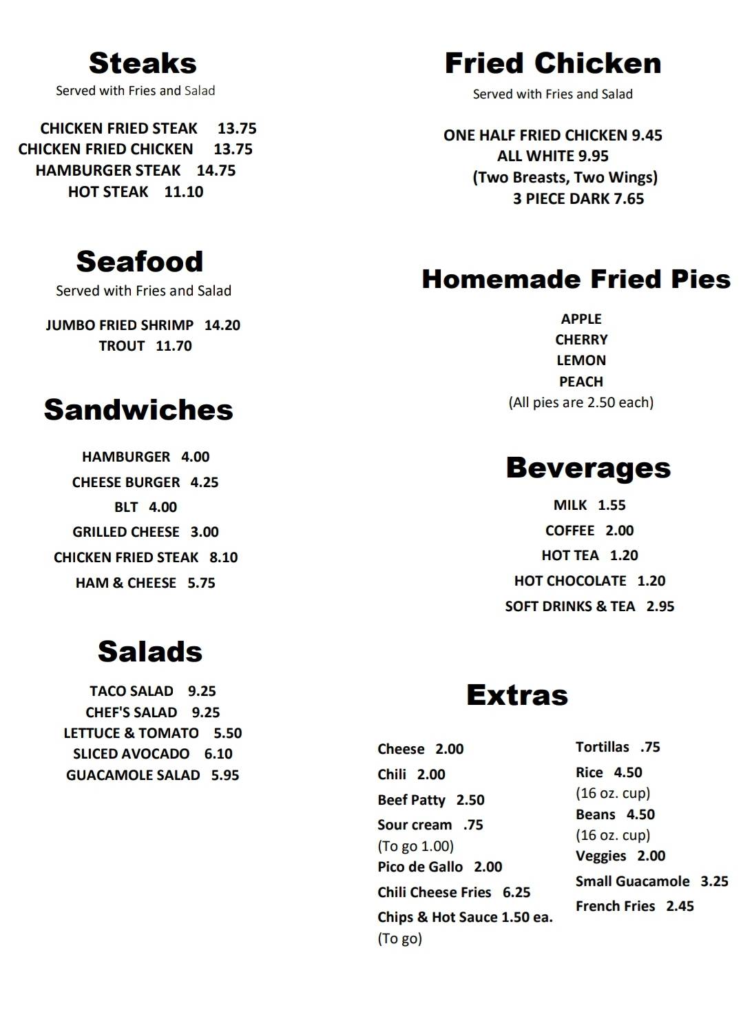 Menu at Jesus BBQ, Fort Worth