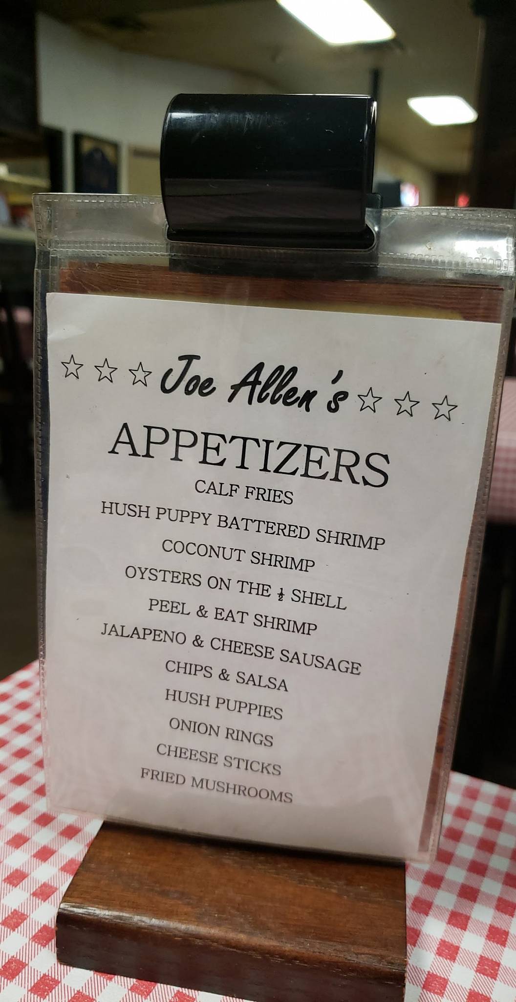Menu at Joe Allen's Pit Bar-B-Que, Abilene