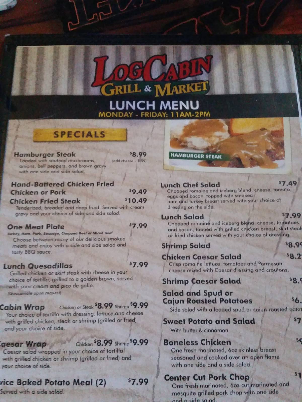 Menu at Log Cabin Grill & Market BBQ, Ruston