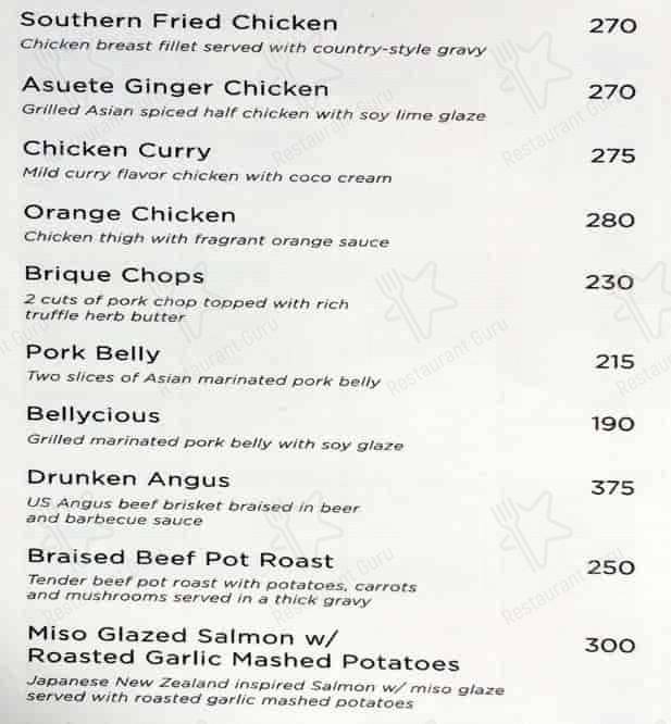 Menu at Brique Modern Kitchen cafe, Cebu City, ayala center cebu