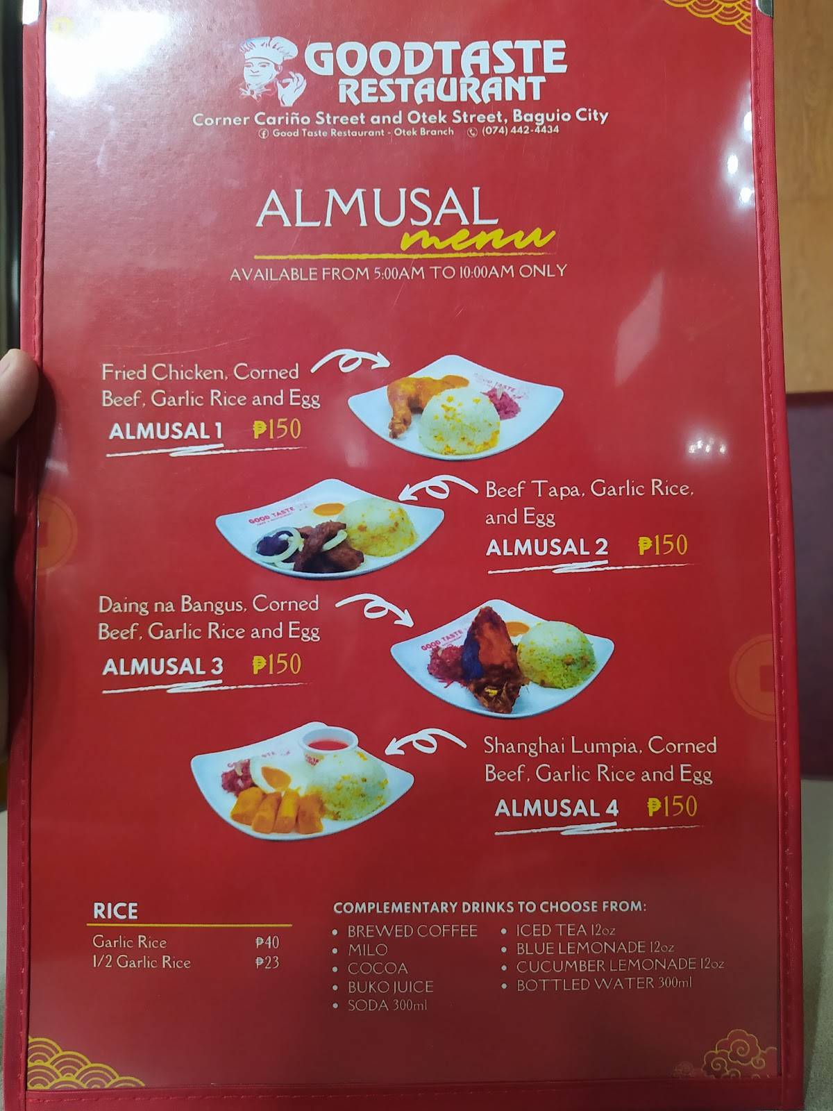 Menu at GOODTASTE RESTAURANT, Baguio, Otek St