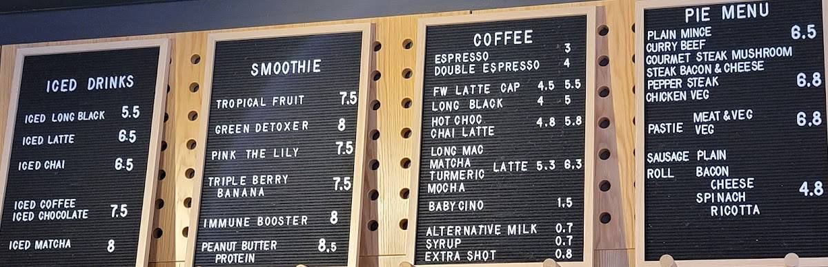 Menu at Baking Corner, Victoria Park