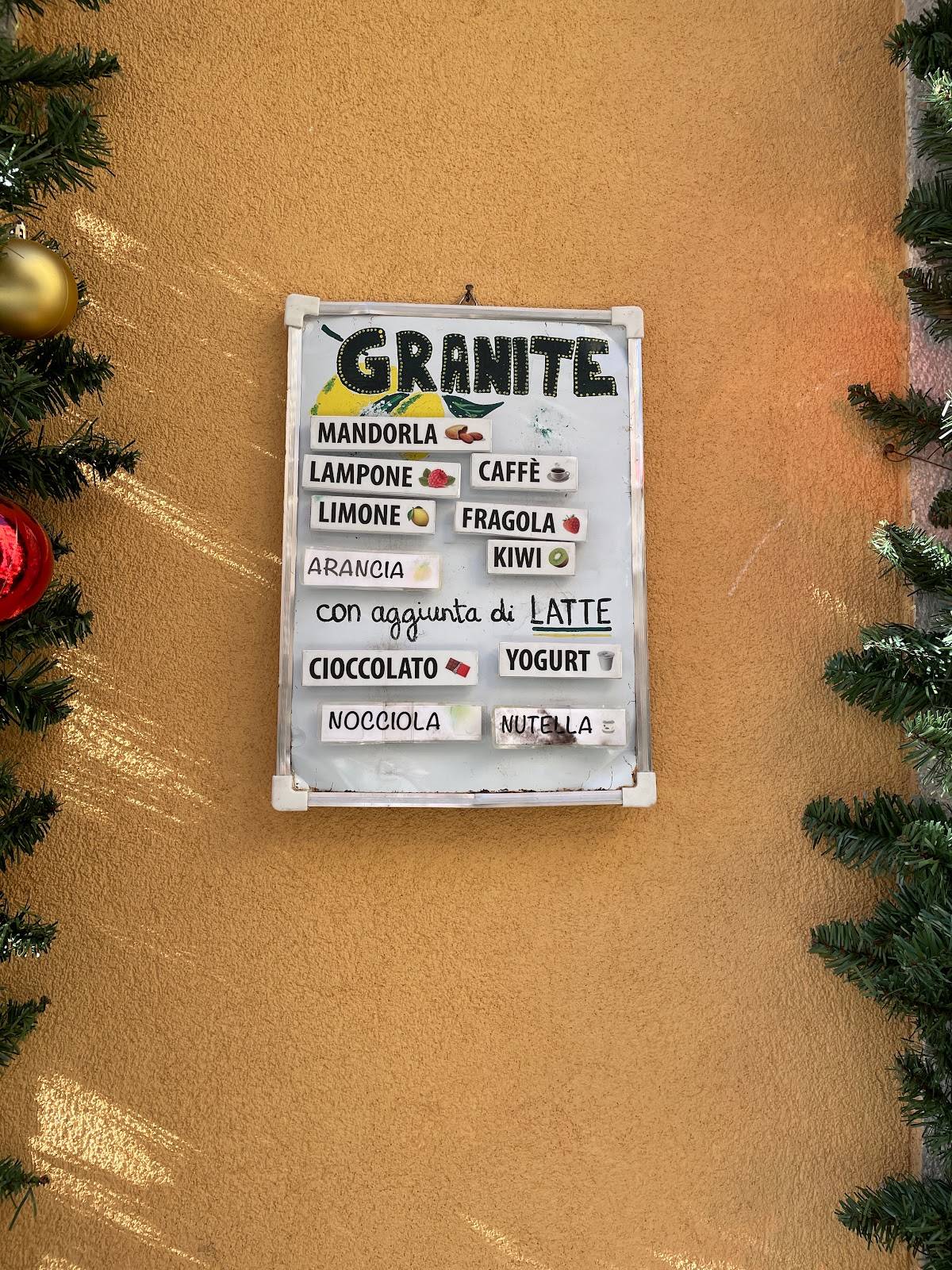 Menu da Bam Bar, Taormina