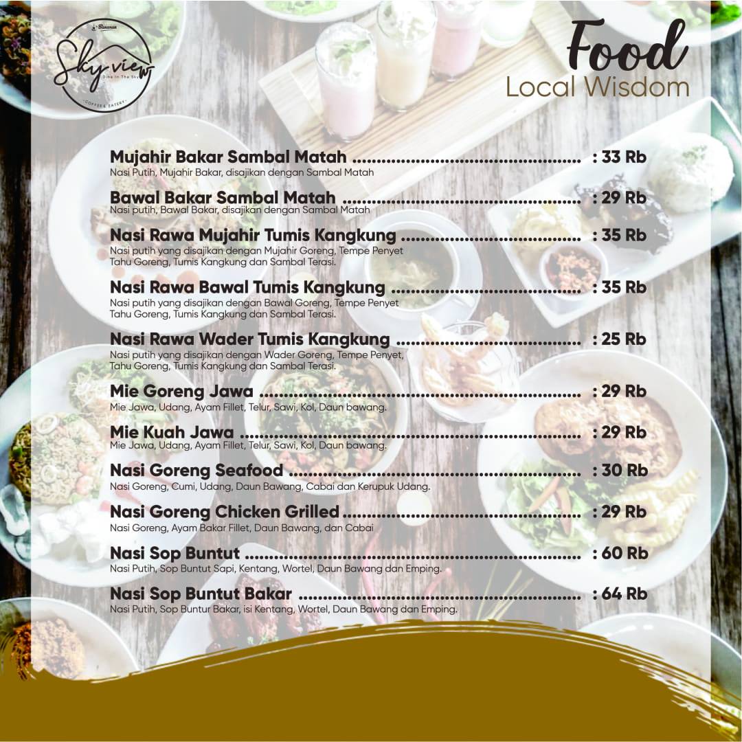 Menu at Banaran Sky View restaurant, Bawen
