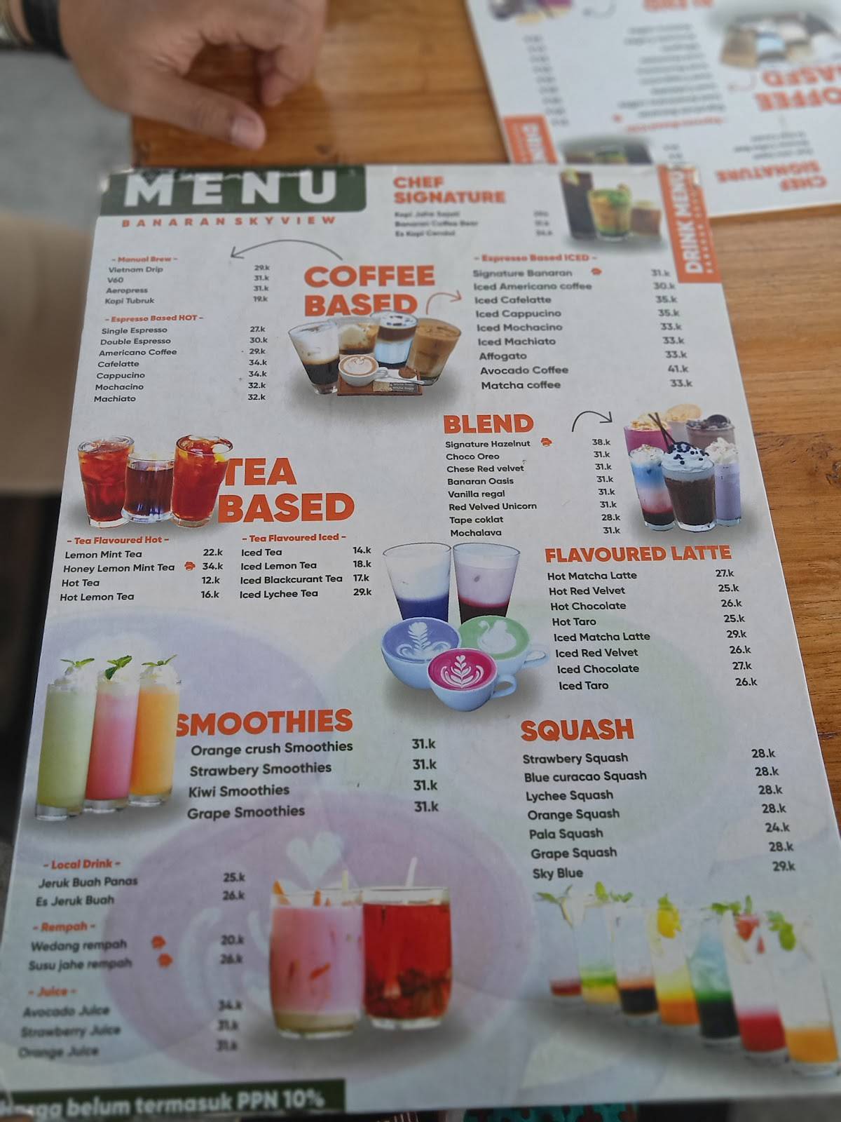 Menu at Banaran Sky View restaurant, Bawen
