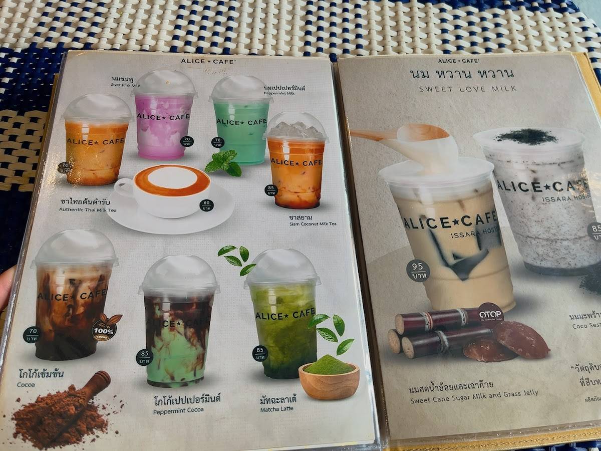Carta de Alice Cafe, Bangkok, 125 Fuang Nakhon road