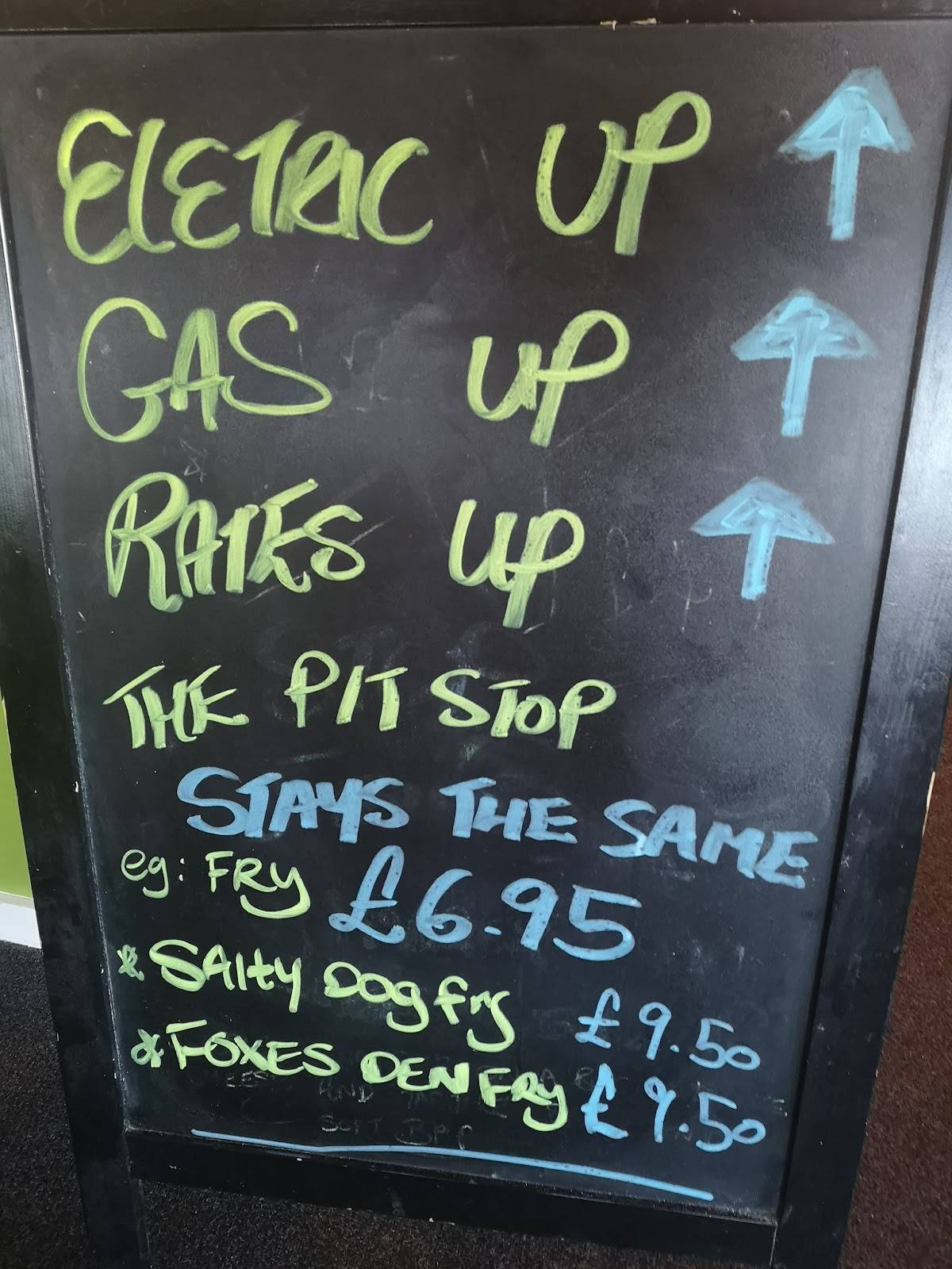 Menu at The Pit Stop Cafe, Bangor