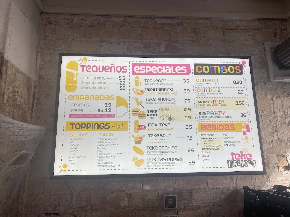 Carta del restaurante TEQUEÑERÍA TEKE FACTORY (tequeños), Barcelona