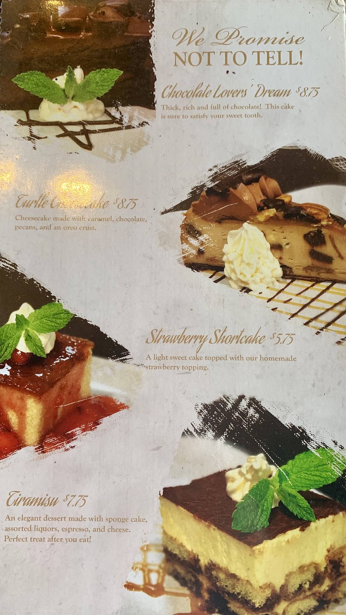 Menu at Barrel House, Dubuque