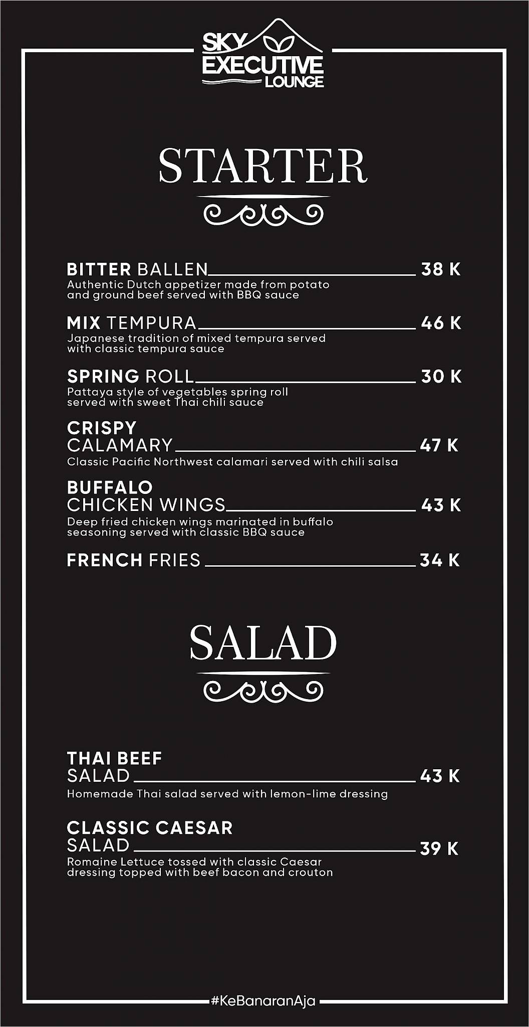 Menu at Banaran Sky View restaurant, Bawen
