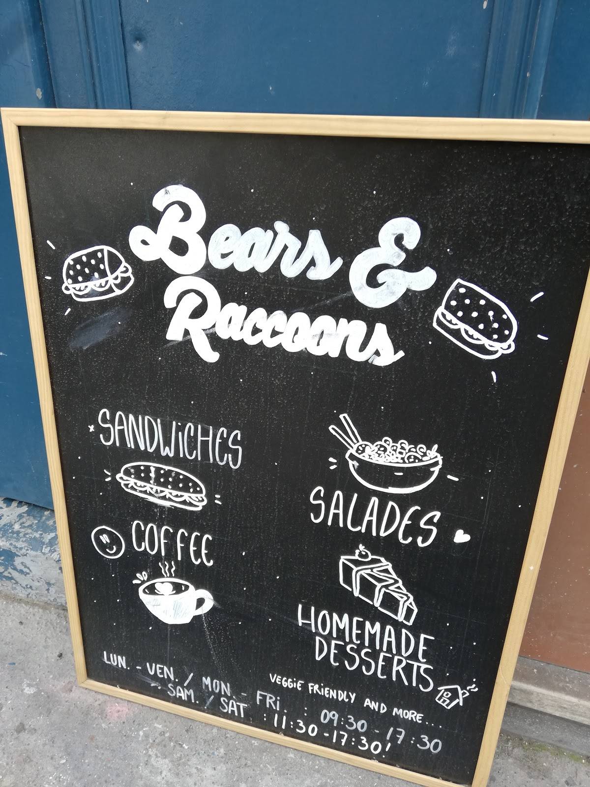 Menu at Bears and raccoons restaurant, Paris