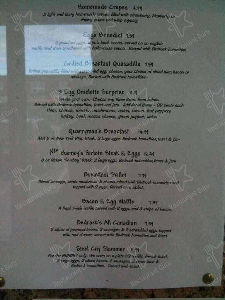Menu at The Bedrock Bistro Inc restaurant, Hamilton
