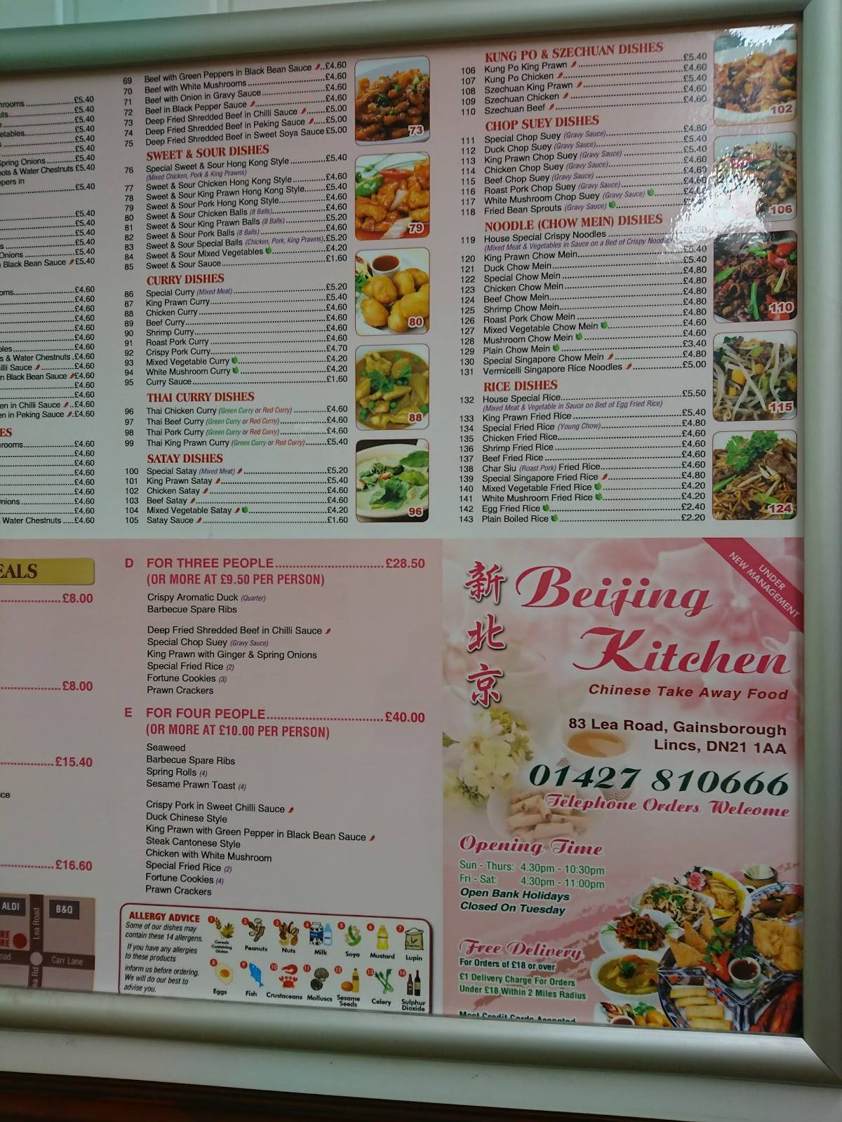 Menu at Beijing Kitchen restaurant, Gainsborough