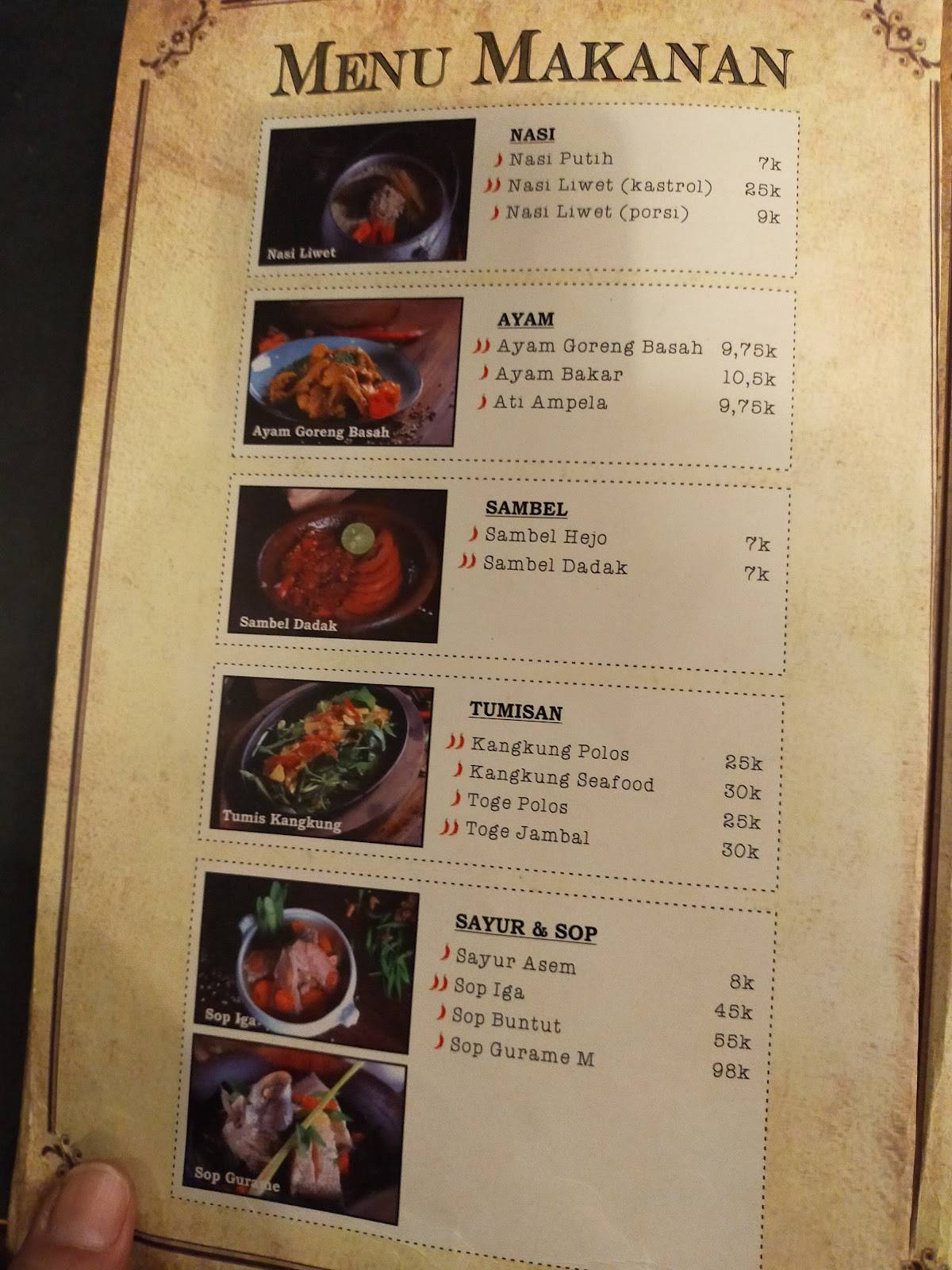 Carta del restaurante SHSD Sambel Hejo Sambel Dadak Grand Wisata ...