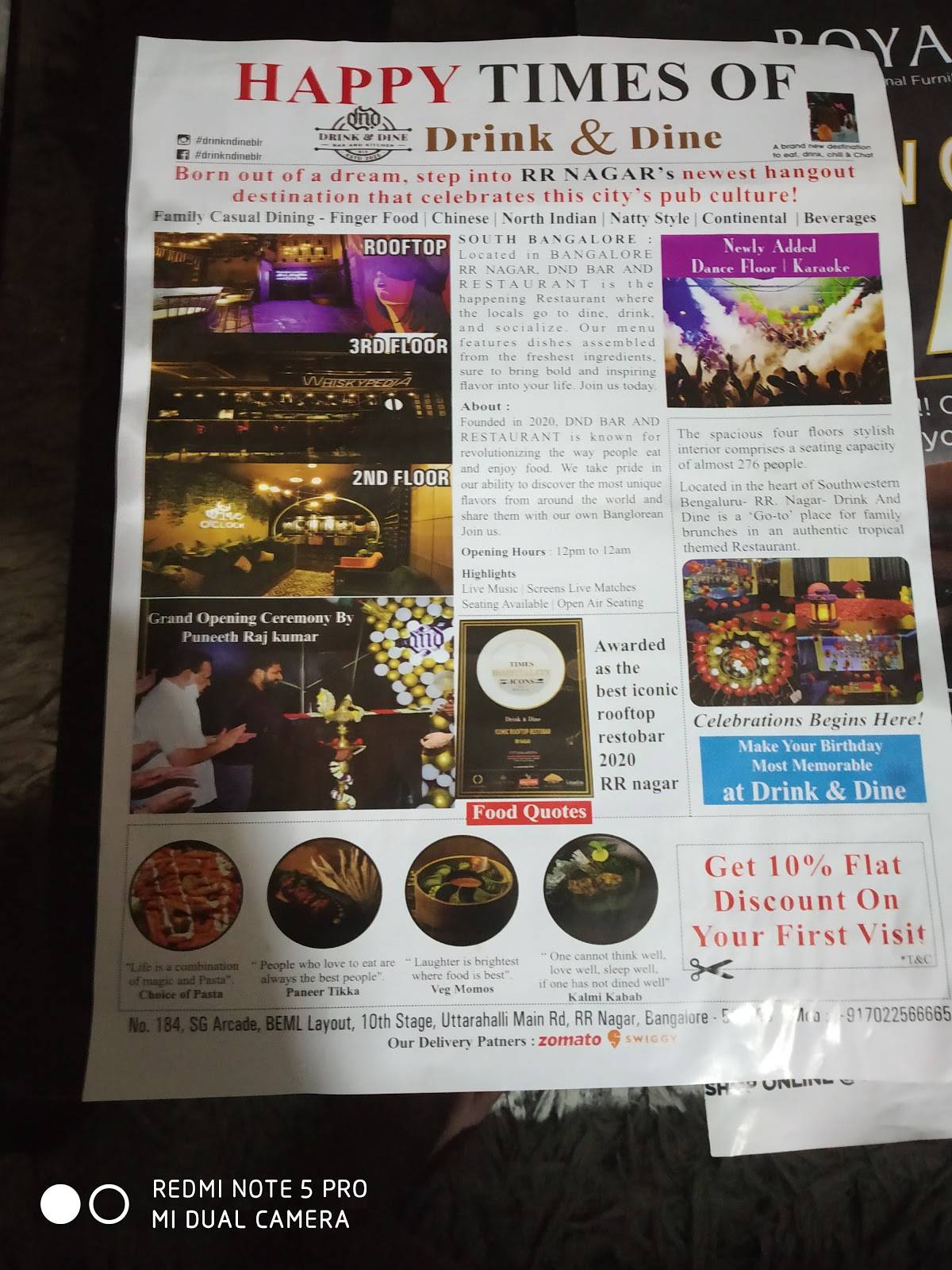 Menu at Drink N Dine, Bengaluru, SG Arcade