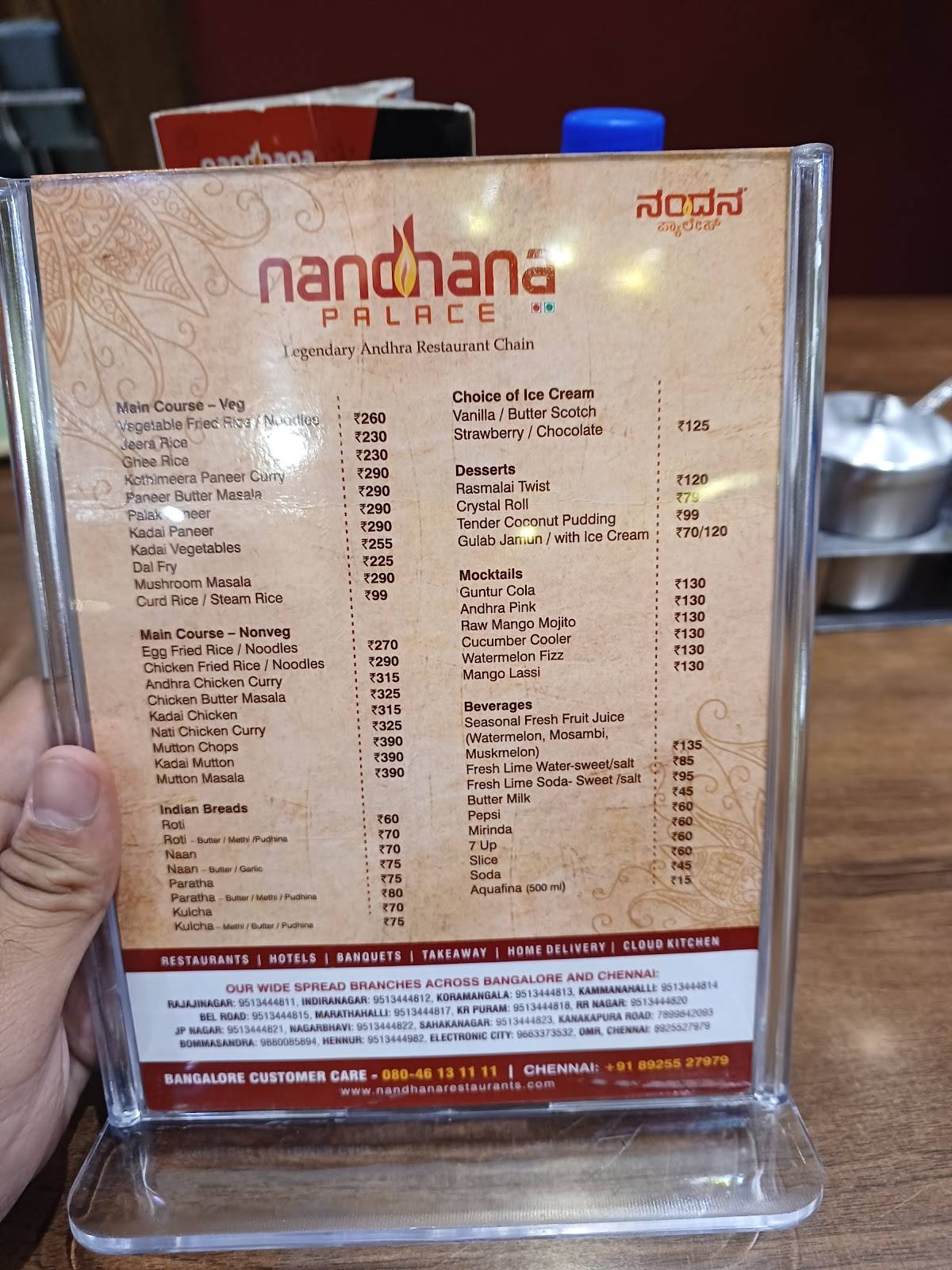 Menu at Nandhana Palace - Andhra Style Restaurant - Bommasandra, Bengaluru