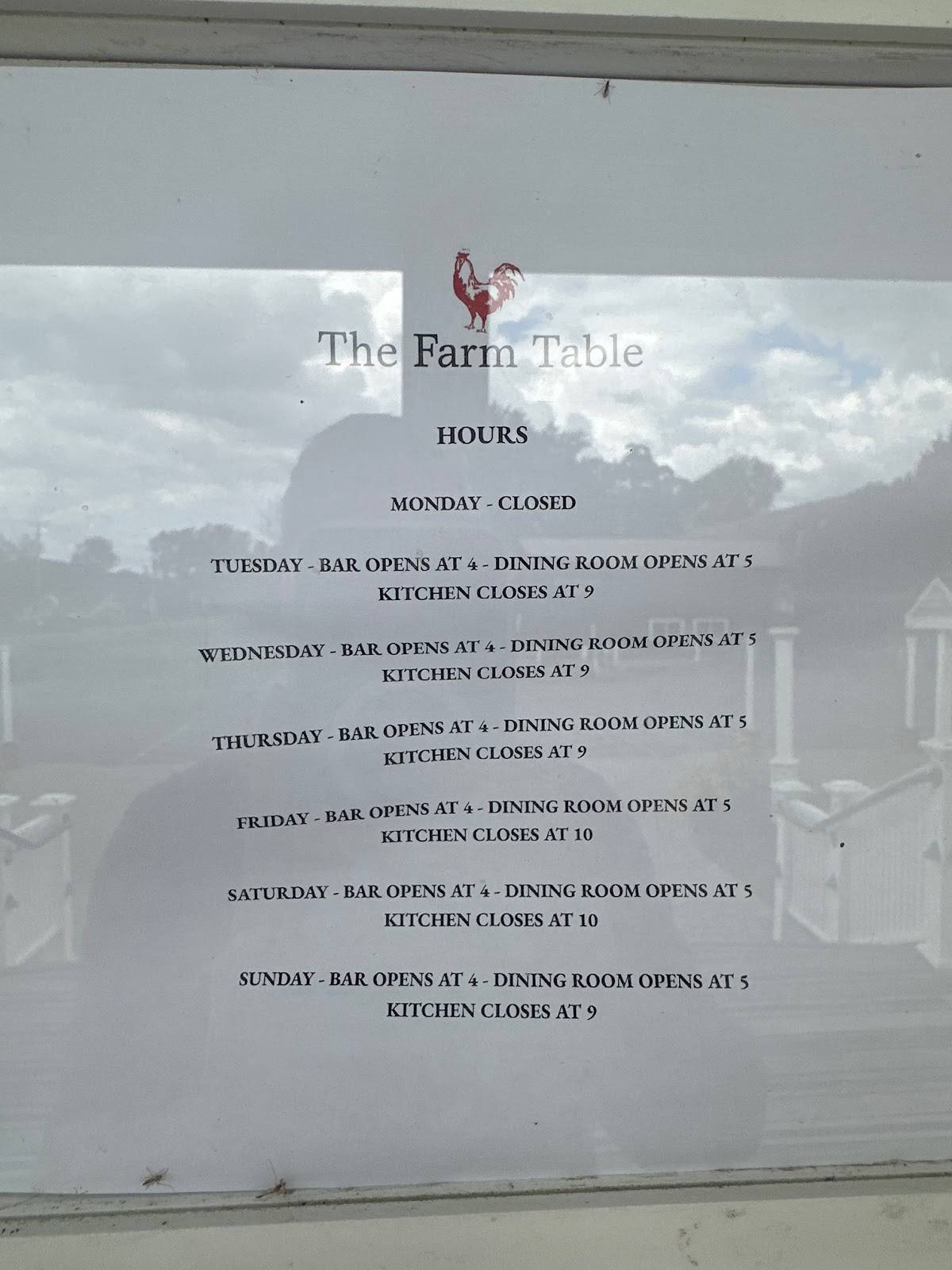 Menu at The Farm Table restaurant, Bernardston