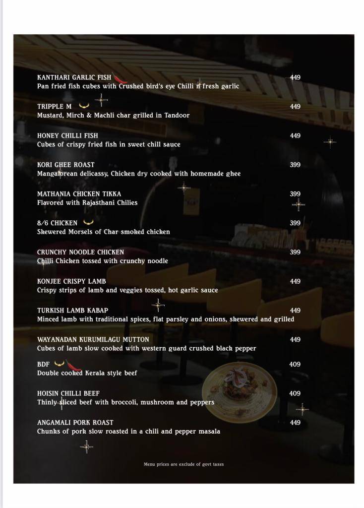 Menu at Big Bull Lounge, Chennai