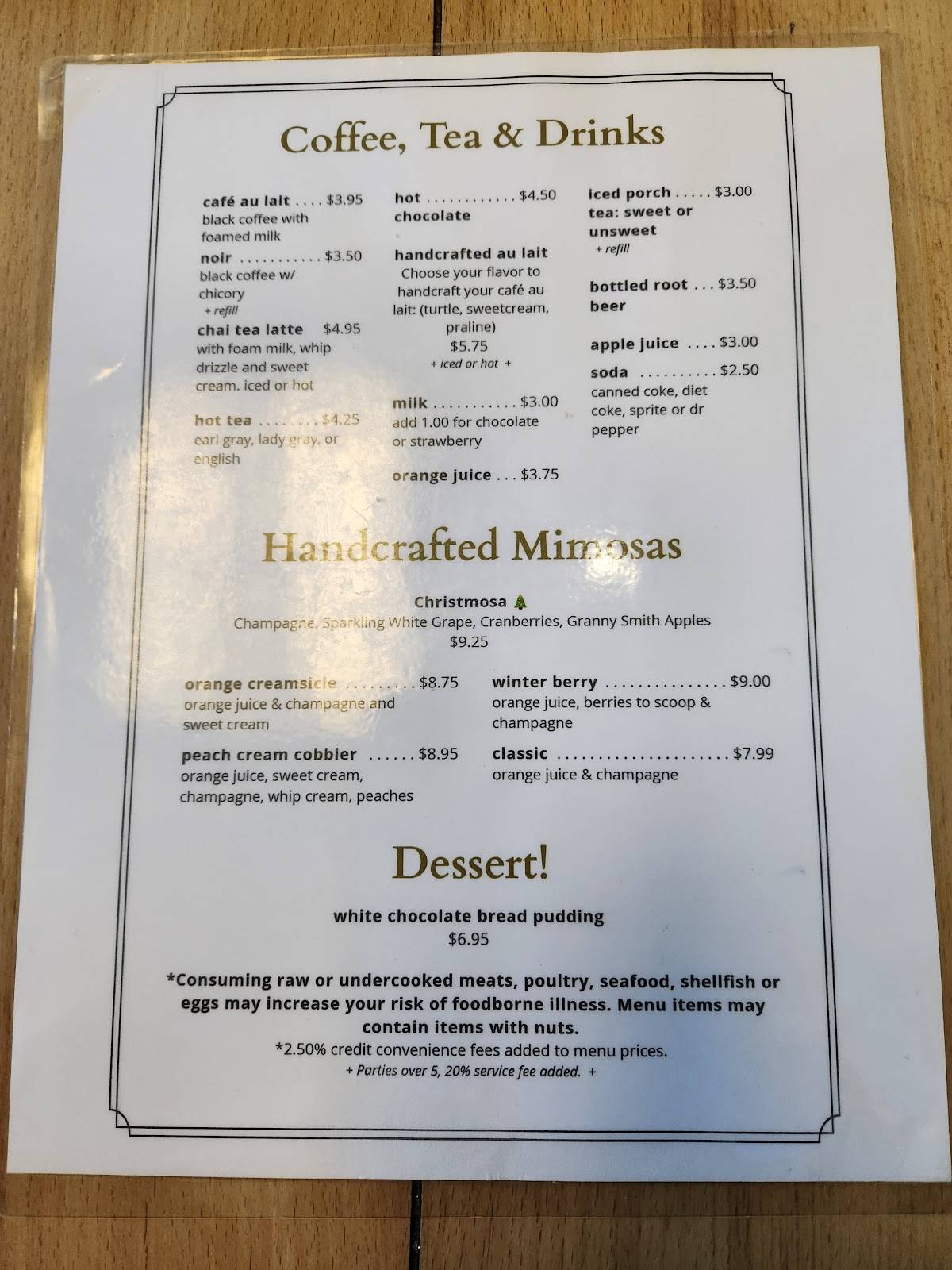 Menu at Le Cafe’ Beignet by the Original Beignet Factory, Biloxi, 124 ...
