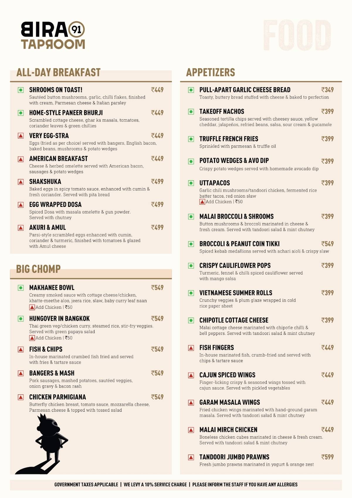 Menu at Bira 91 Taproom, Koramangala, Bengaluru