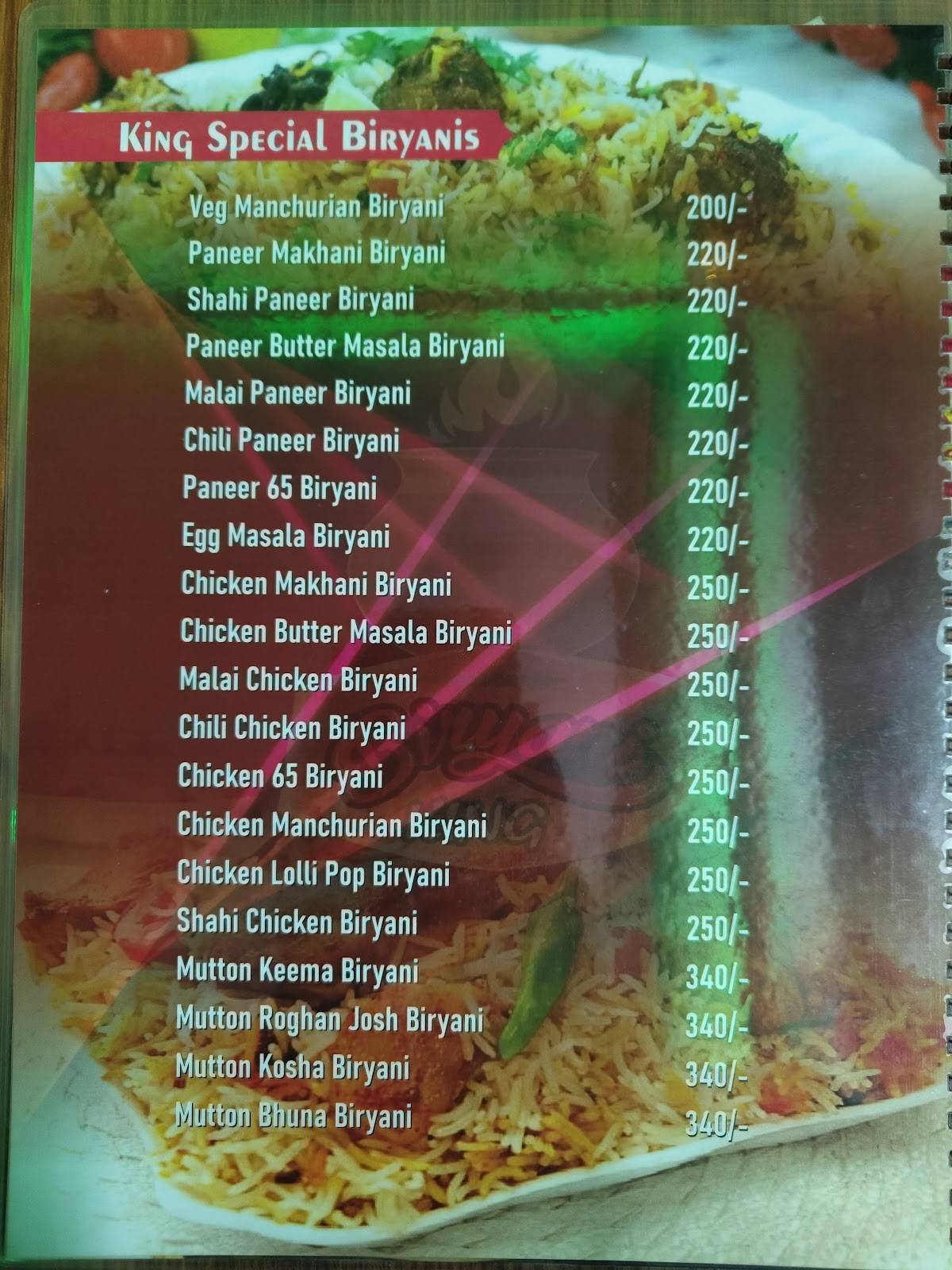 Menu at Biryani King, Guwahati