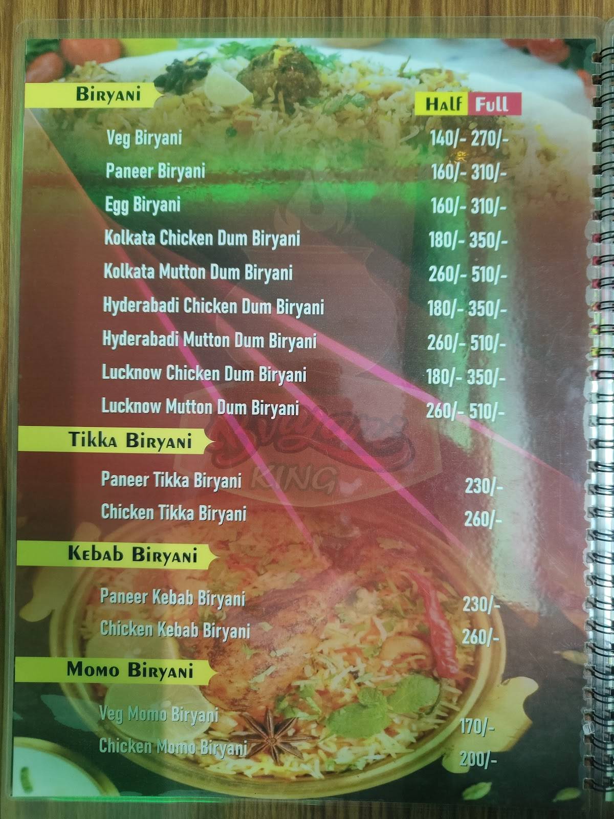Menu at Biryani King, Guwahati