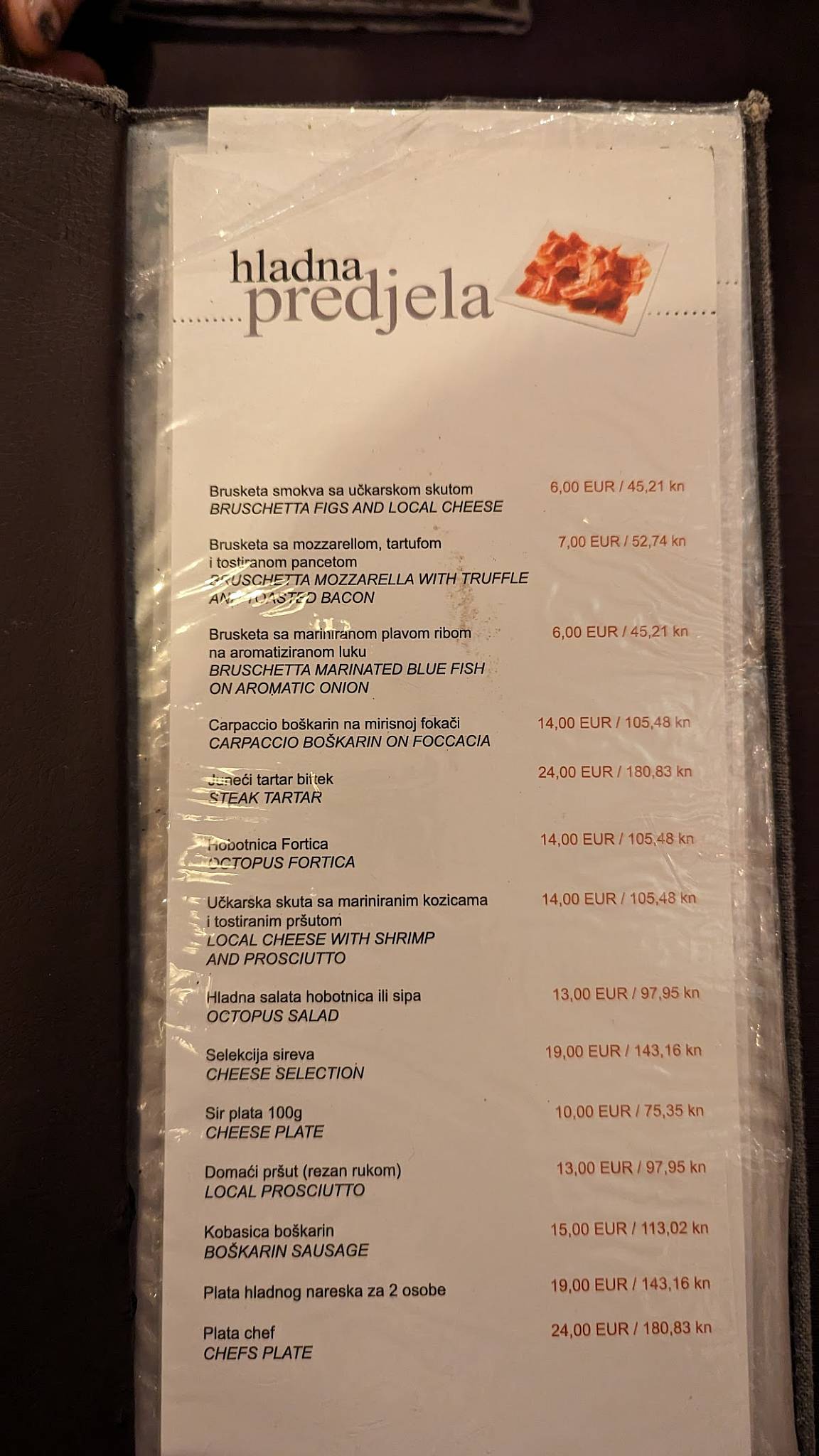 Menu at Bistro oštarija Fortica restaurant, Kastav