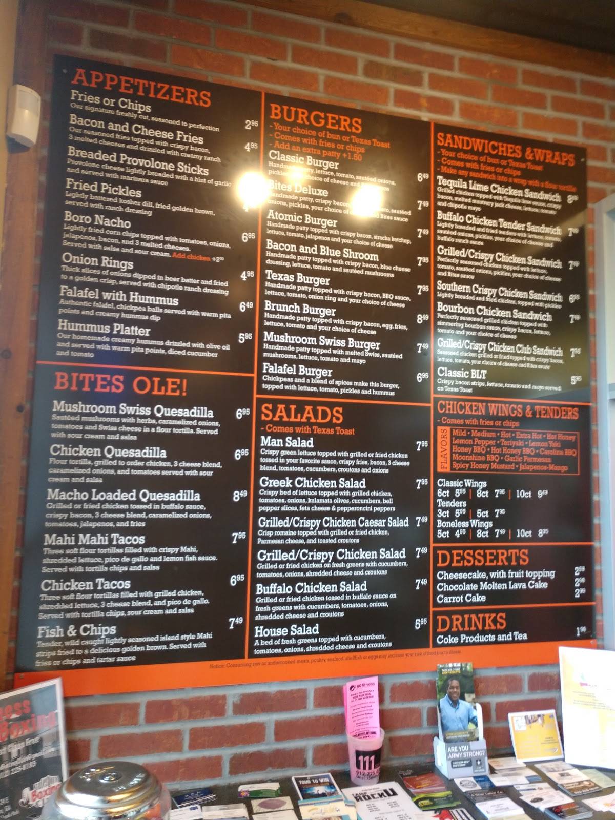 Menu at Bites in the Boro restaurant, Statesboro, Statesboro Pl Cir
