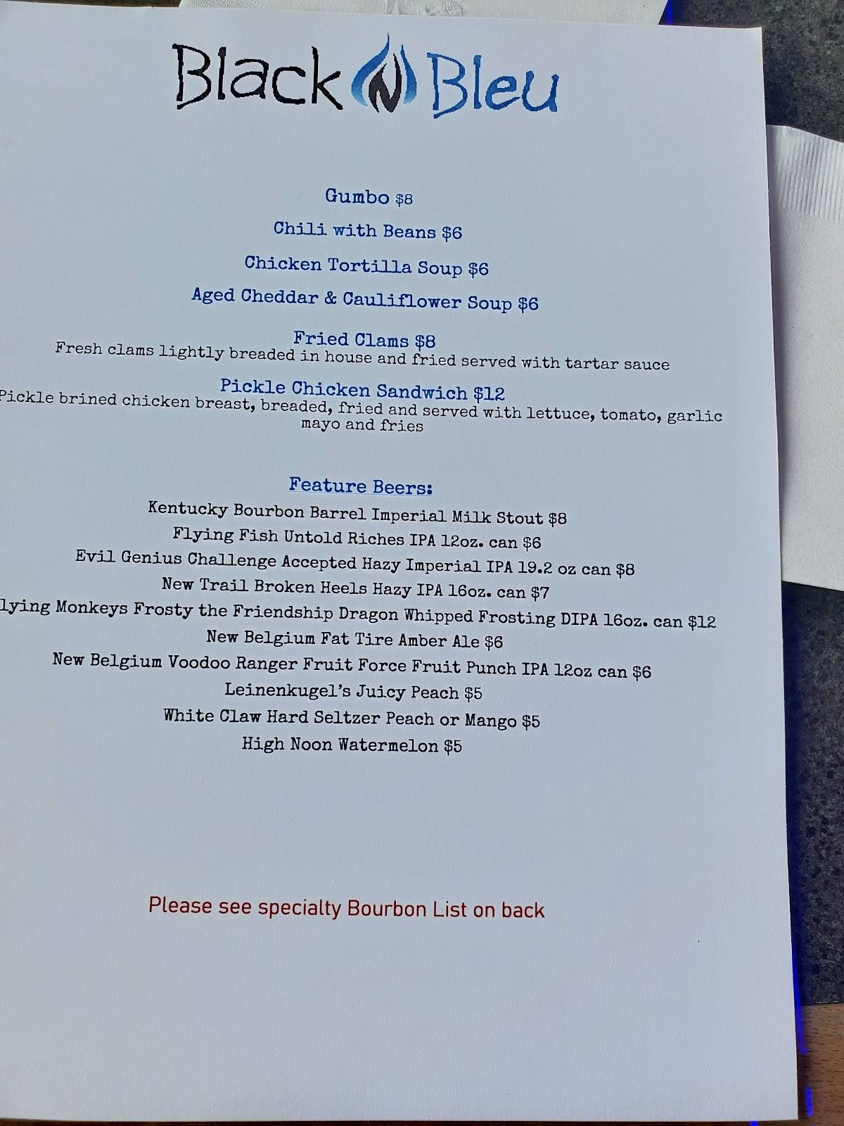 Menu at Black n Bleu Restaurant, Mechanicsburg