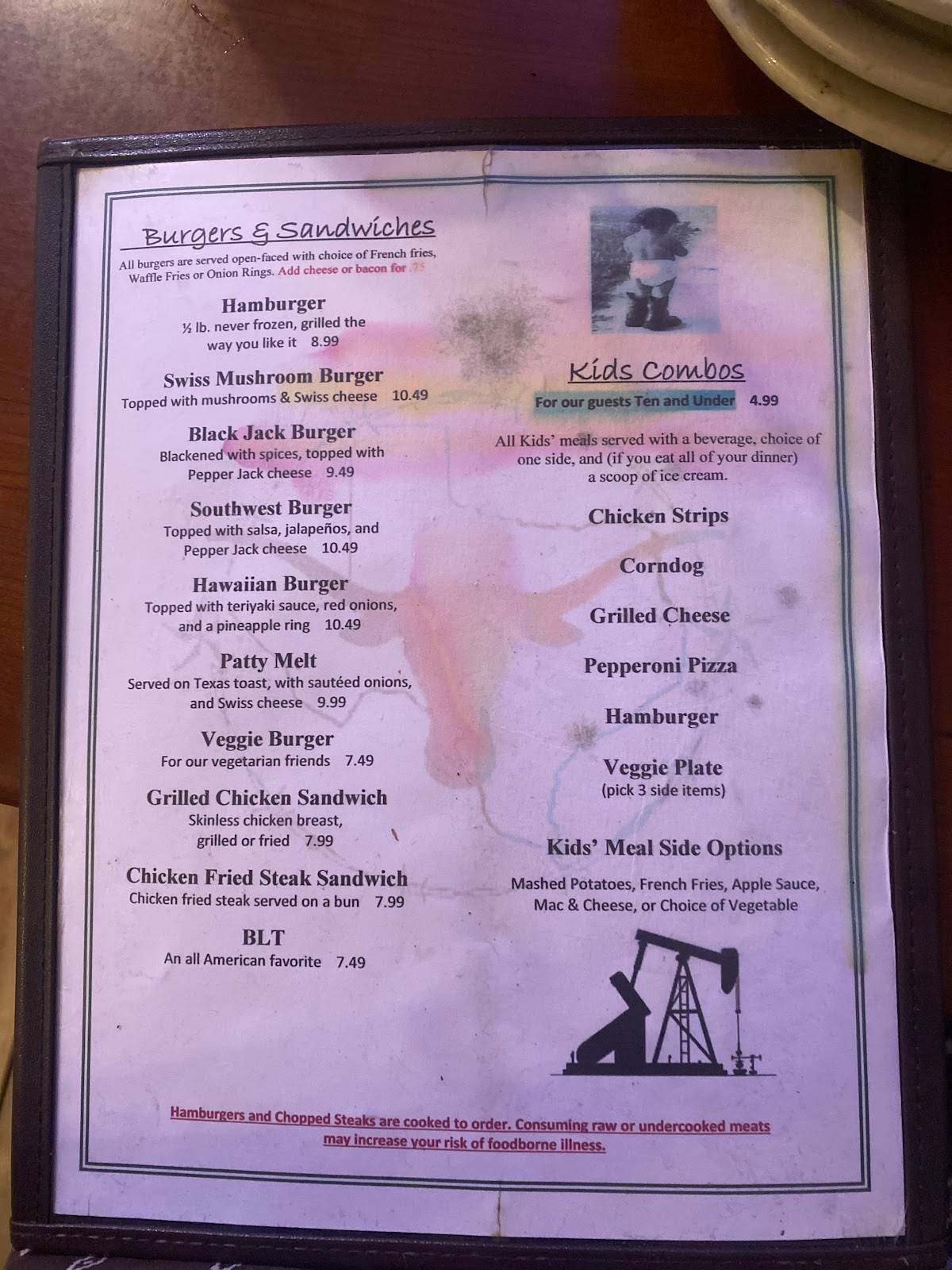 Menu at Blake's steakhouse, Luling