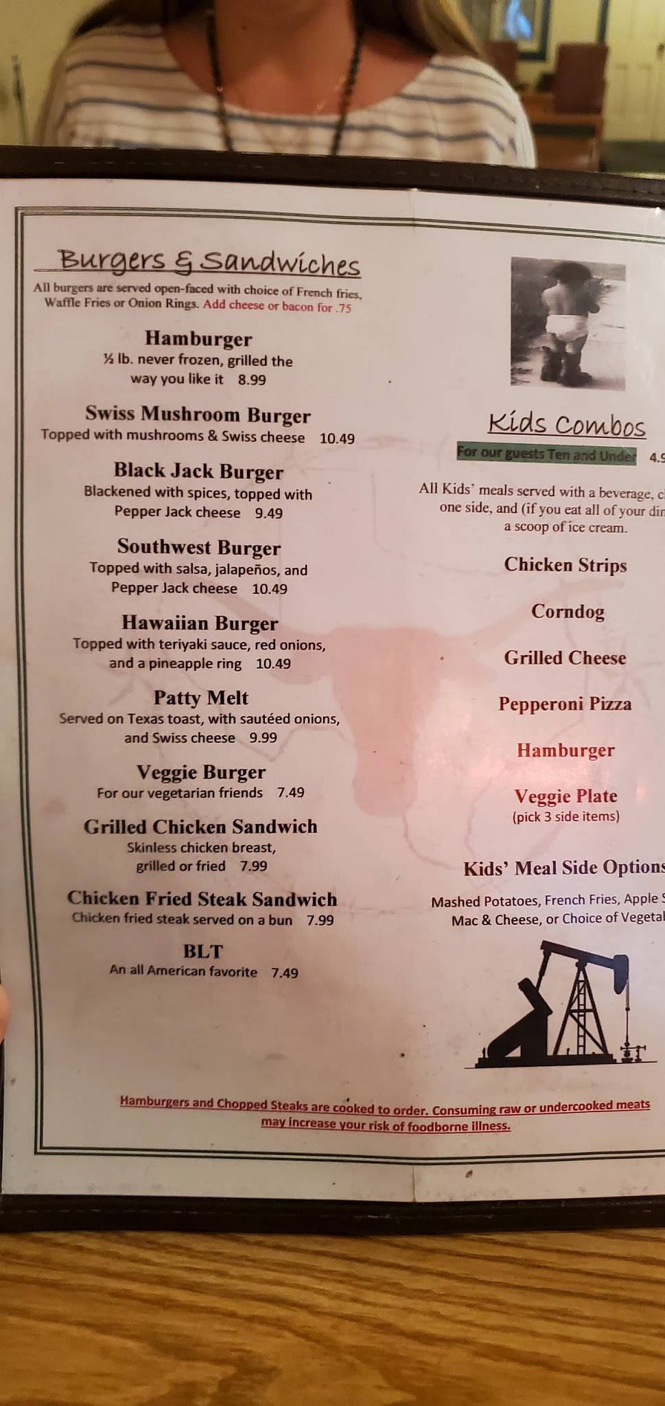 Menu at Blake's steakhouse, Luling