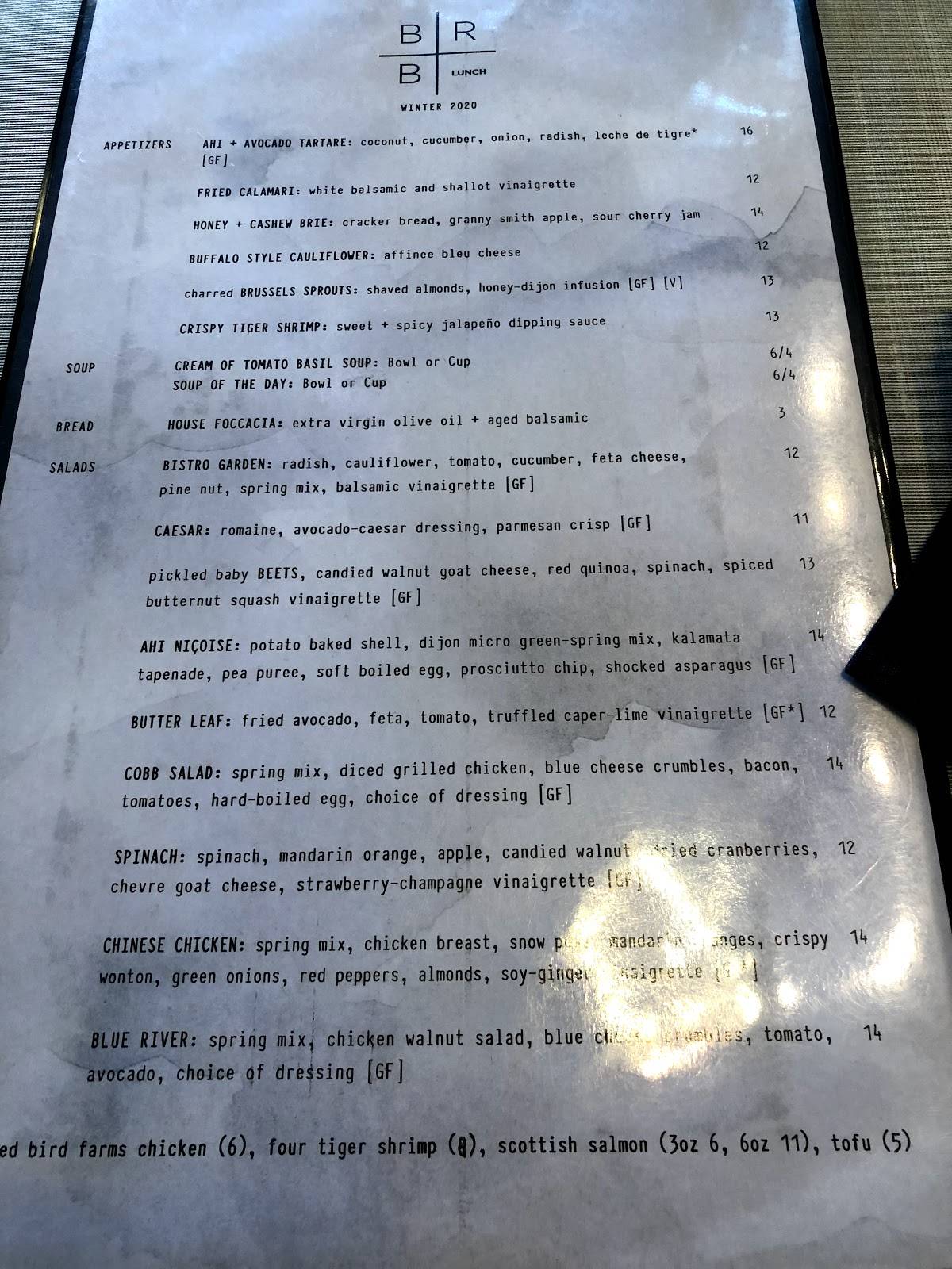 Menu at Blue River Bistro pub & bar, Breckenridge