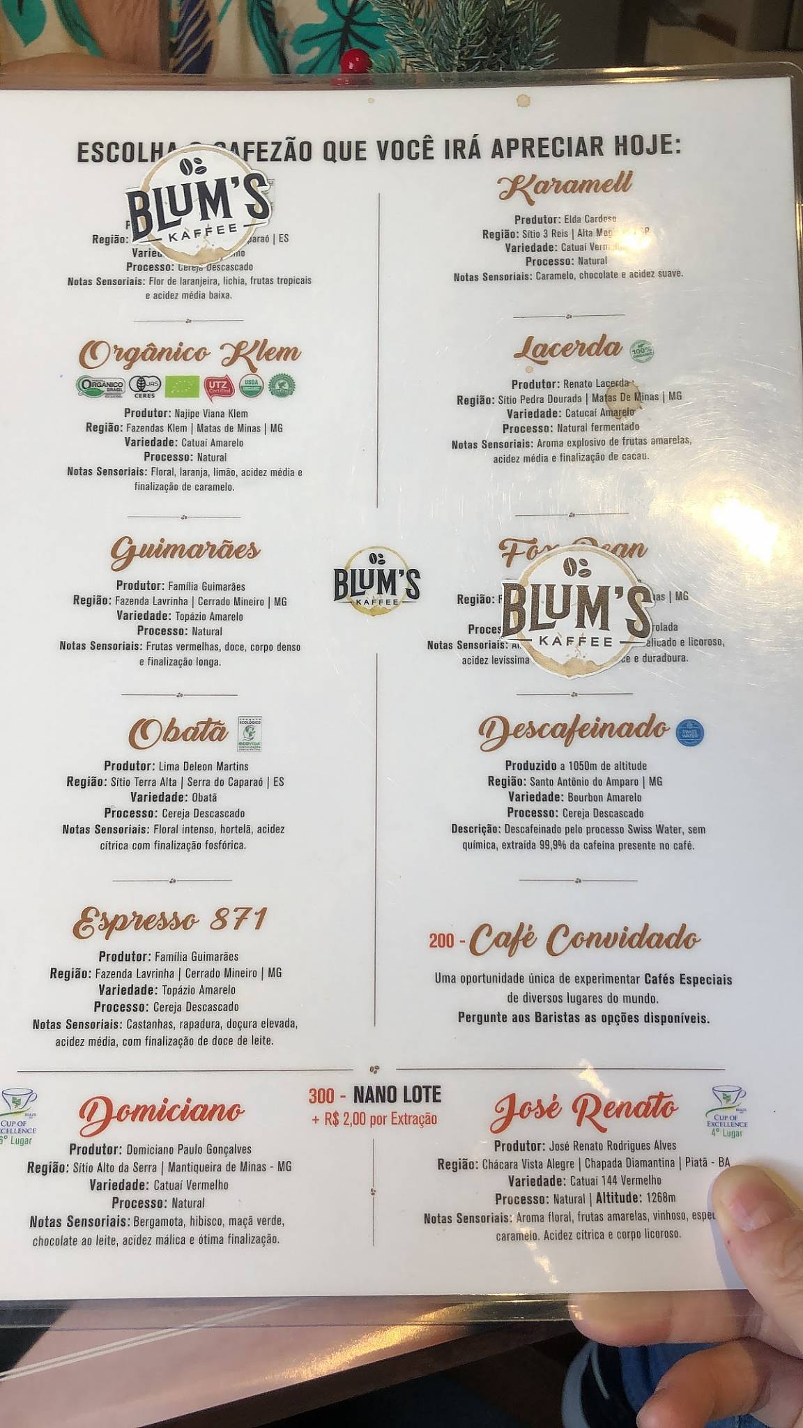 Menu em Blum's Kaffee Cafés Especiais, Blumenau