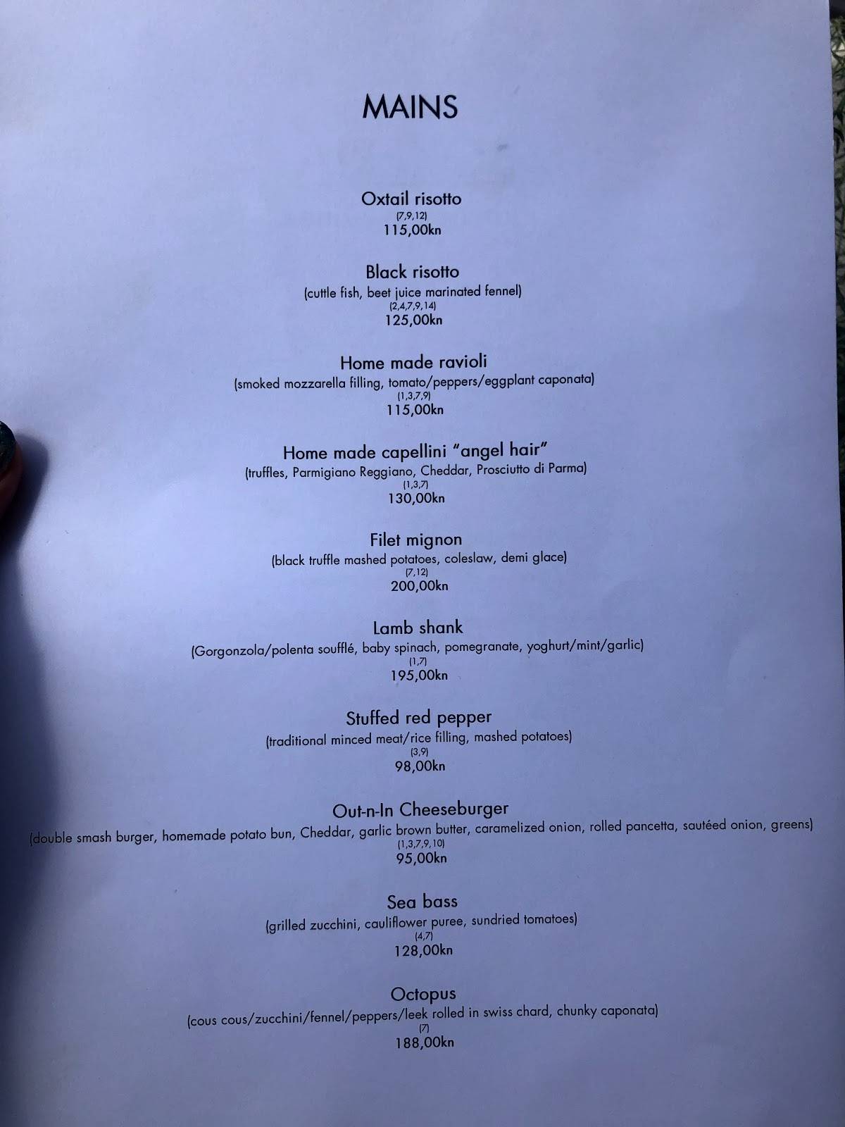 Menu at Bokeria Kitchen & Wine restaurant, Split