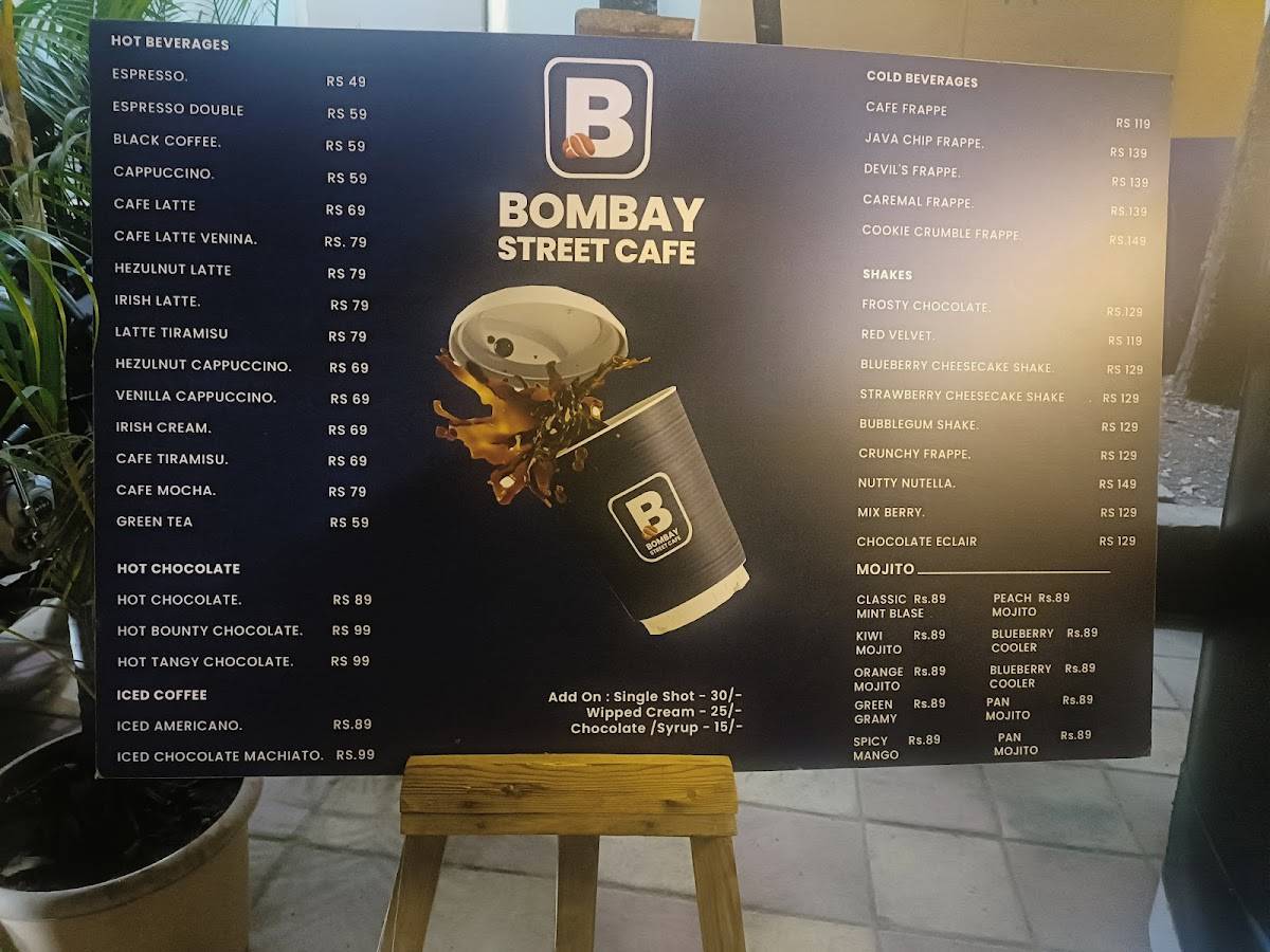 Menu at Bombay street cafe, Pune, Sarja Rd