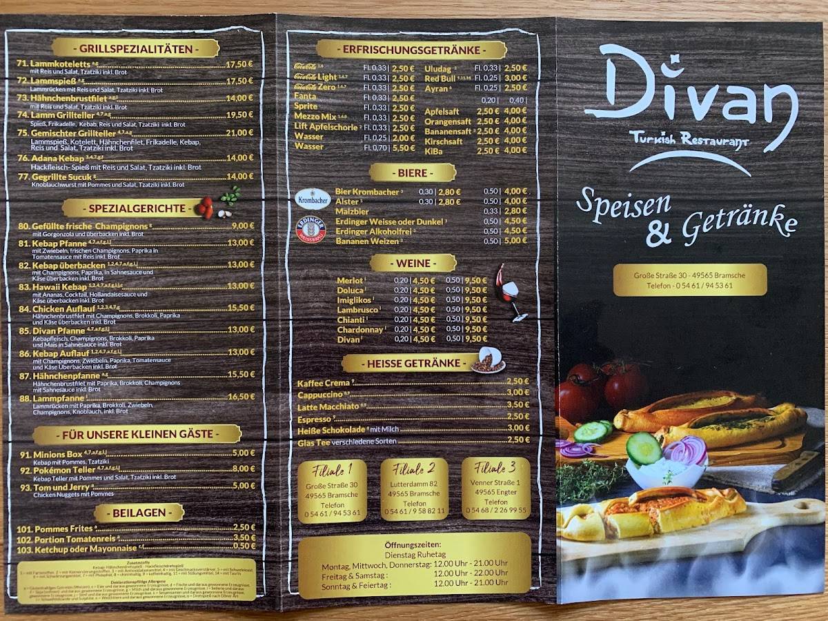 Speisekarte von Divan restaurant, Bramsche, Große Str. 30