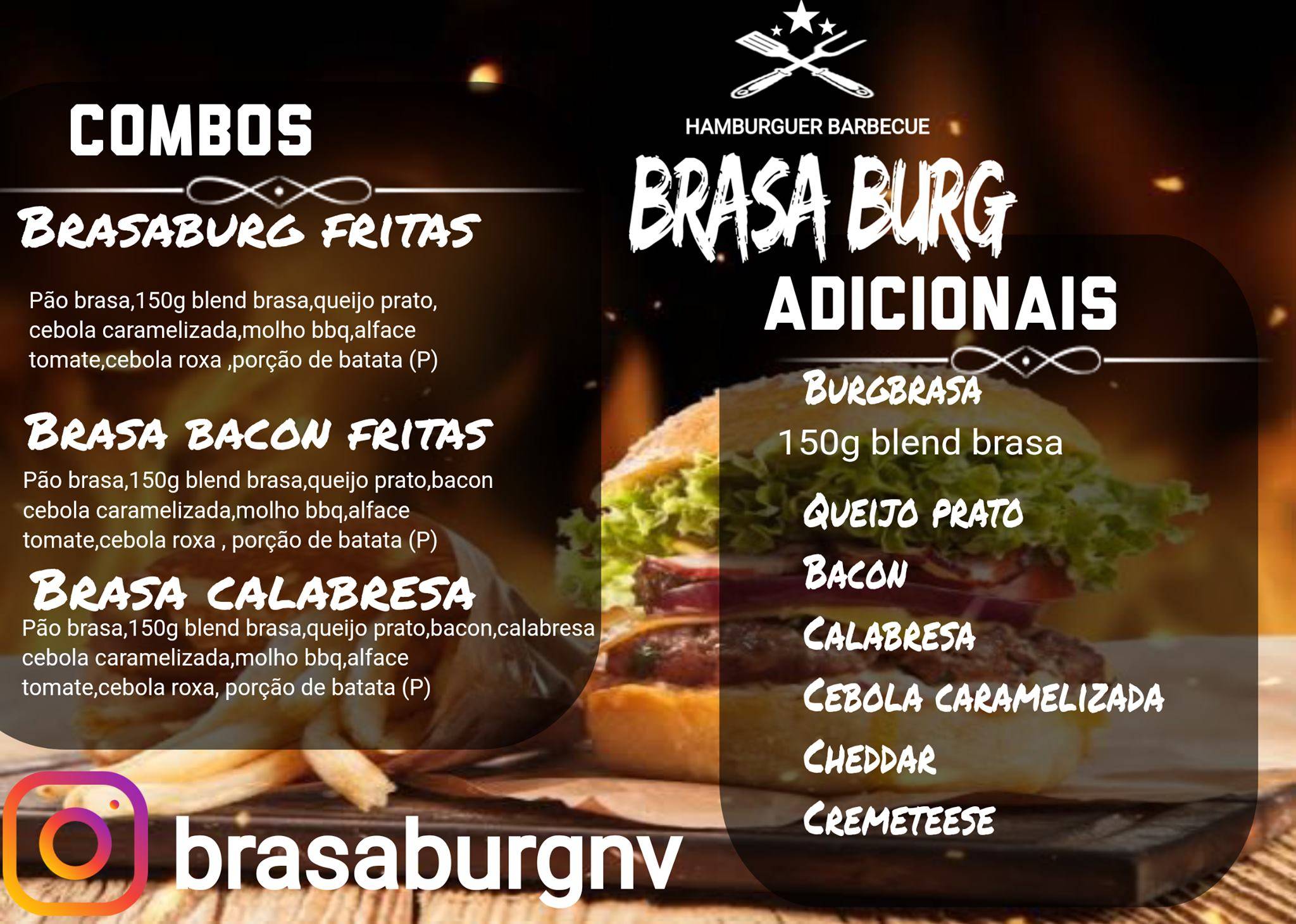 Menu em Brasa burg restaurante, Nova Venécia