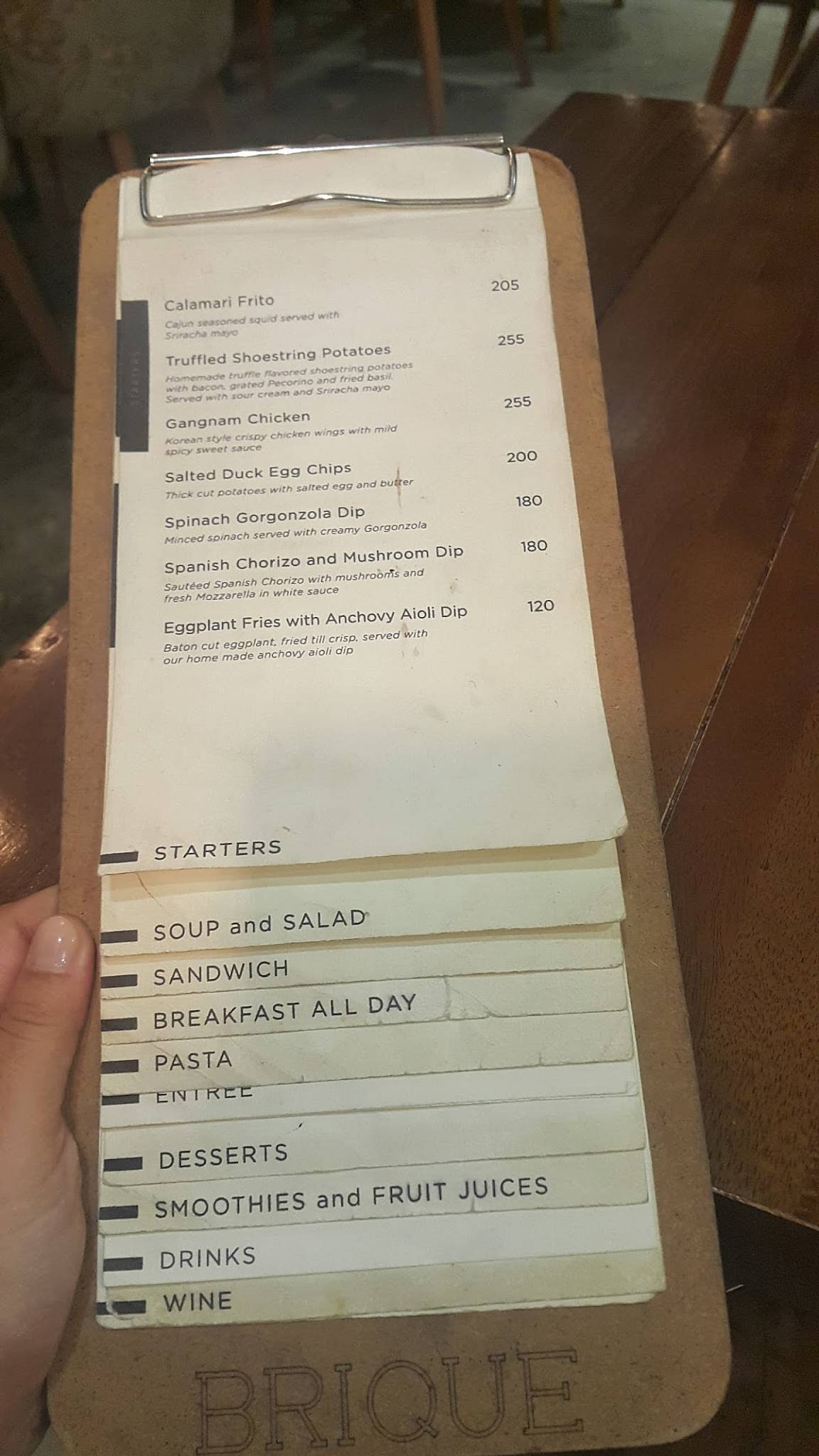 Menu at Brique Modern Kitchen cafe, Cebu City, ayala center cebu