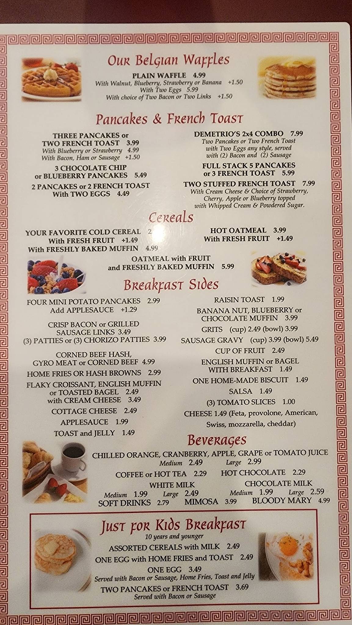 Menu at Demetrio's Family Restaurant, Seven Hills, Broadview Rd